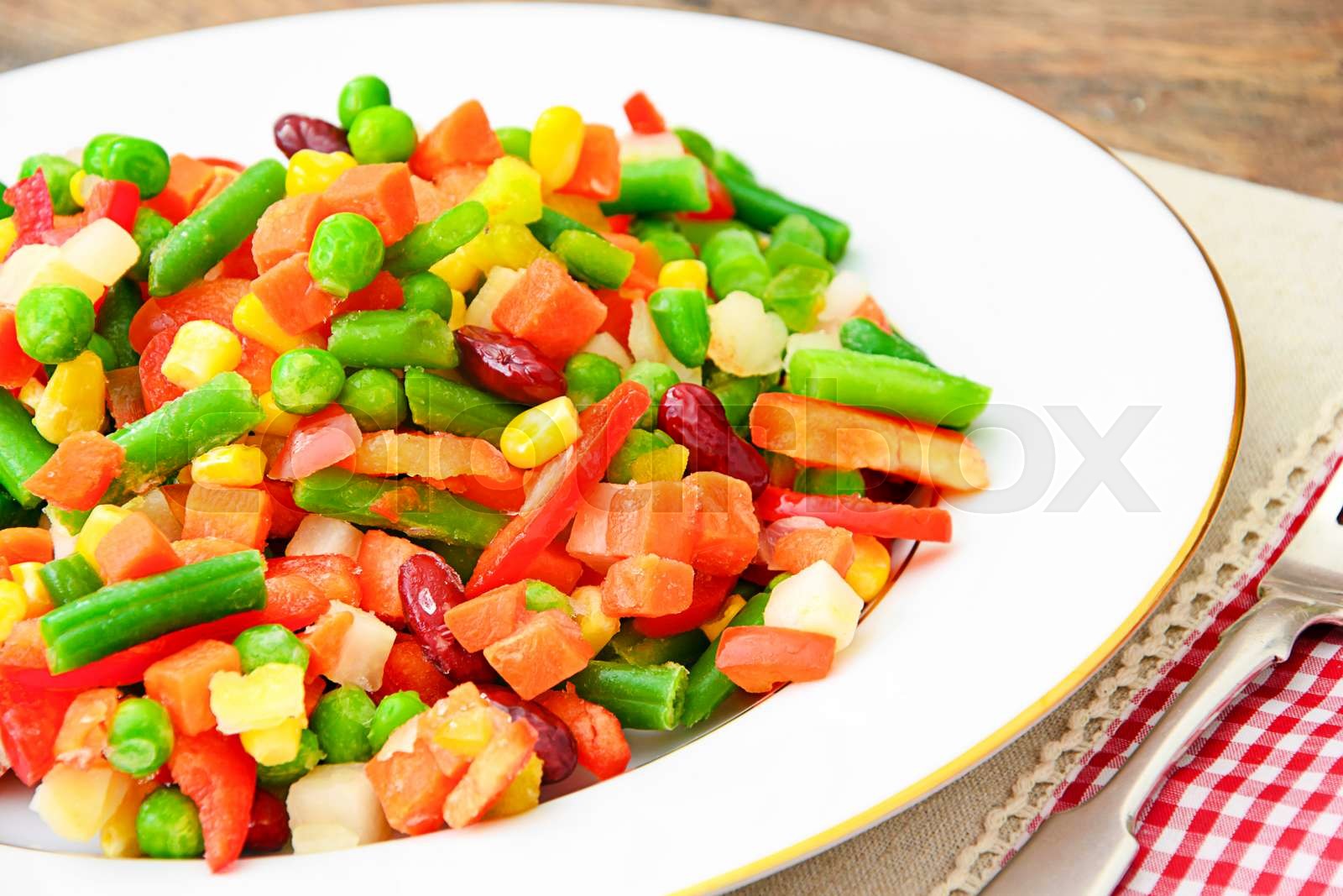 Mexican Mix of Vegetables. Tomatoes, Beans, Celery Root, Green B ...