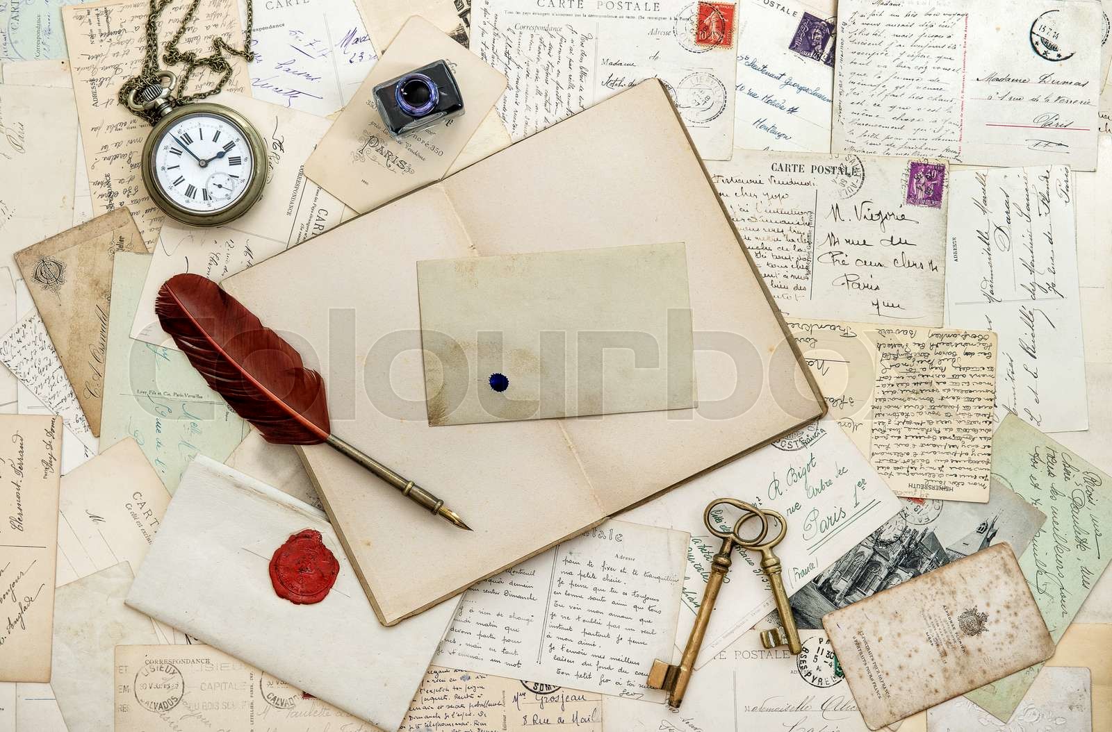 alt, brief, feder | Stock Bild | Colourbox