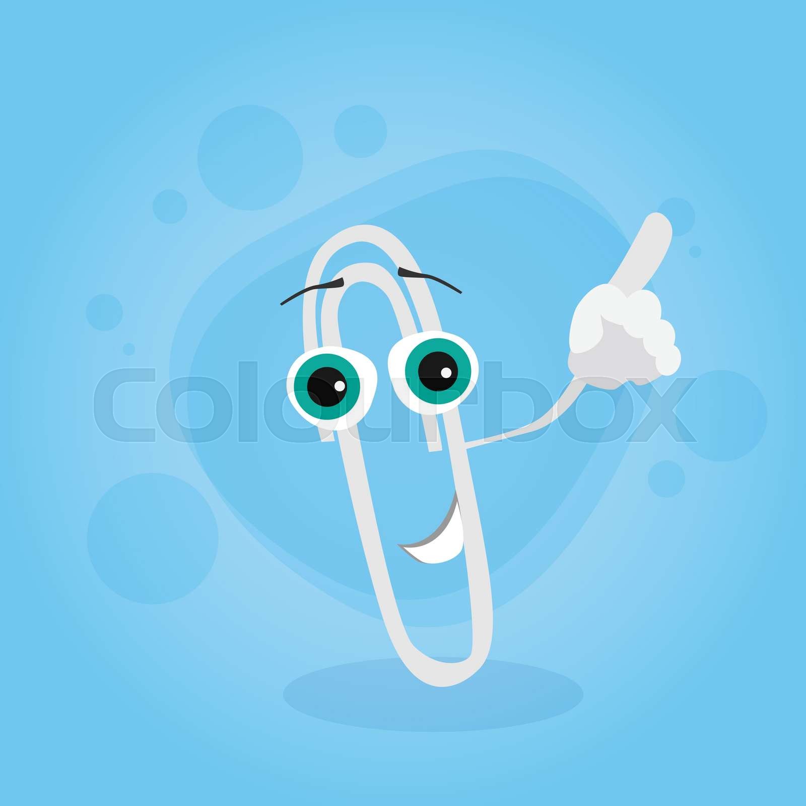 Paperclip Point Finger Up Show Empty Copy Space Cartoon | Stock vector ...