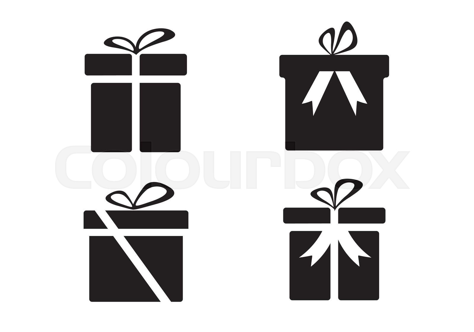 Gift box icon set in black pictogram | Stock vector | Colourbox