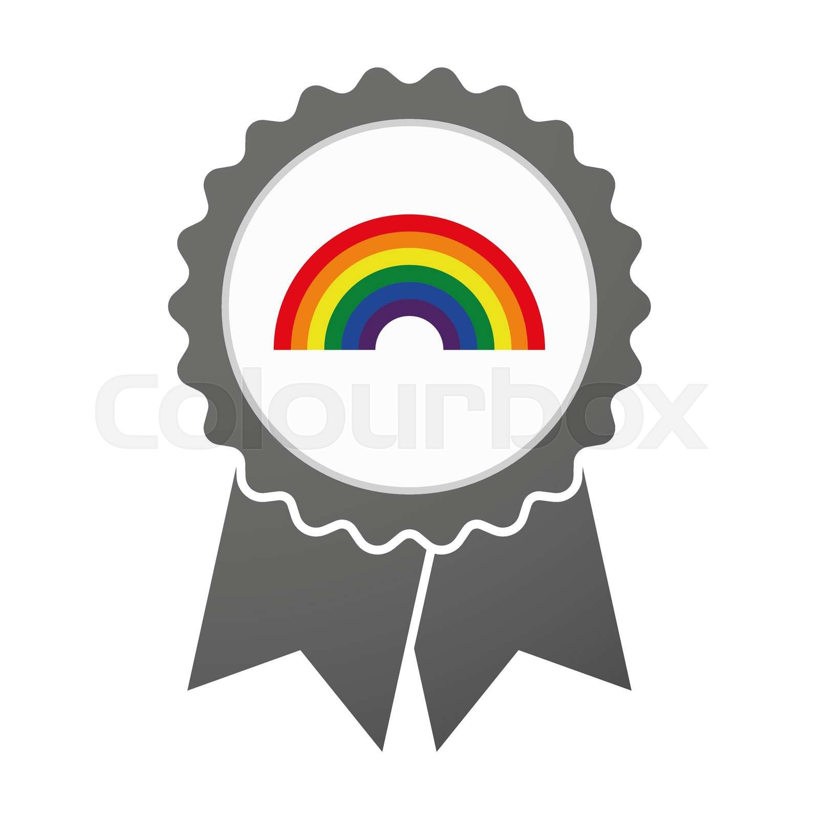 Vector badge icon with a rainbow | Stock vector | Colourbox