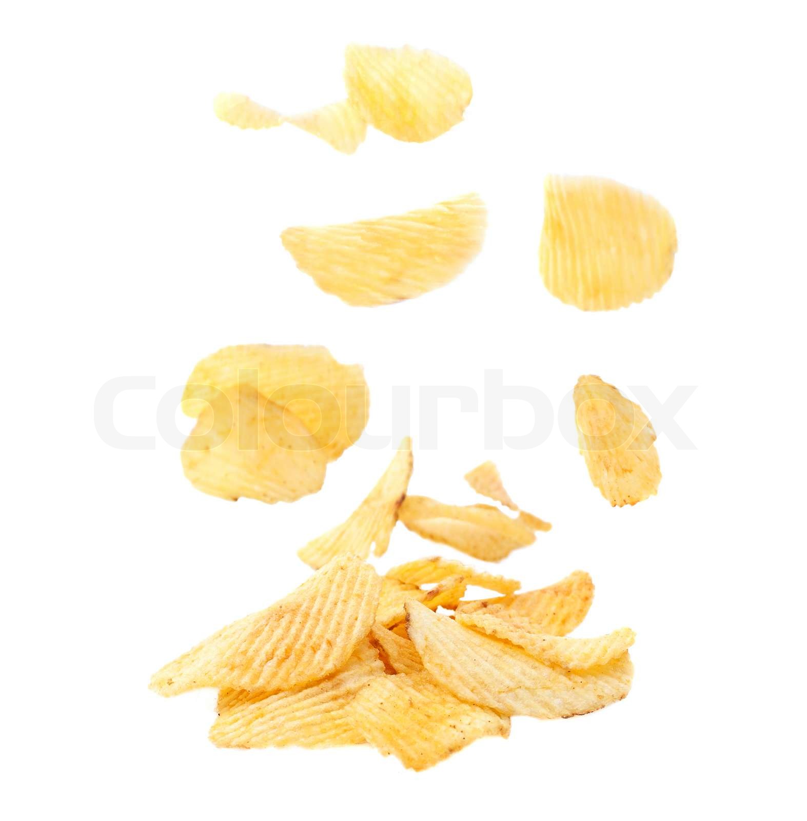 potato chips on white background | Stock image | Colourbox