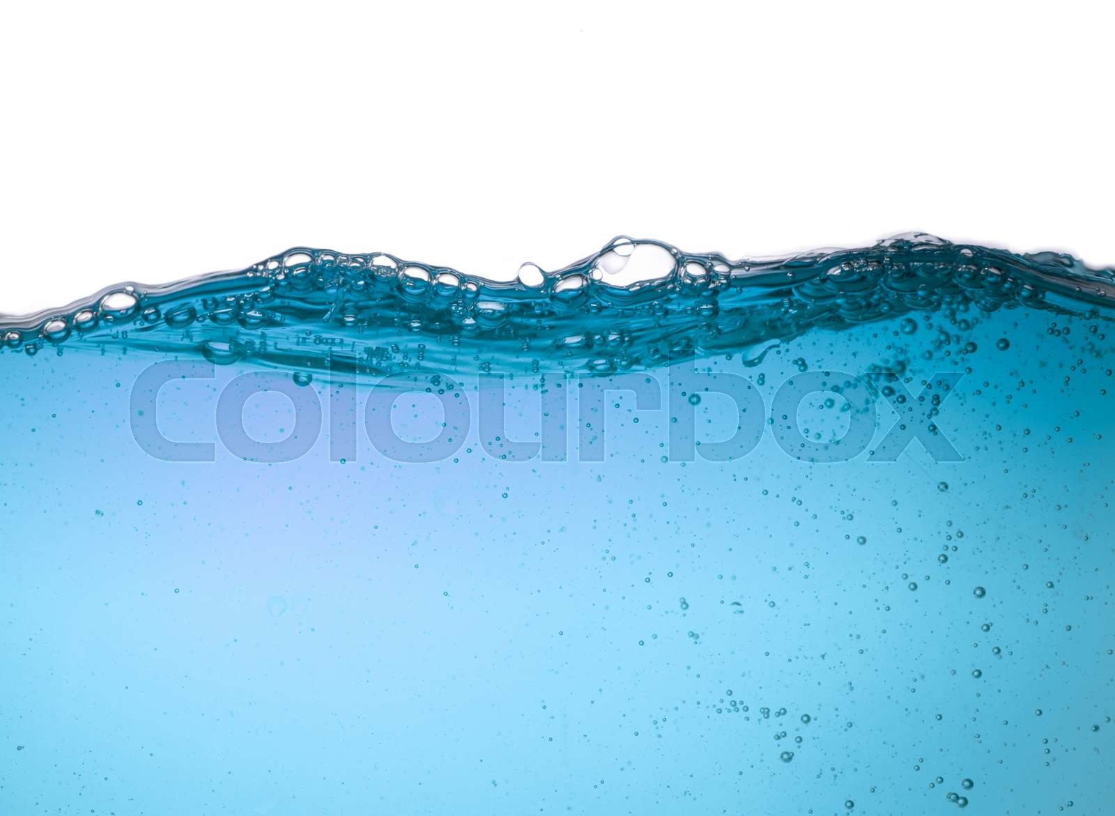 Water wave transparent surface with bubbles over white background ...