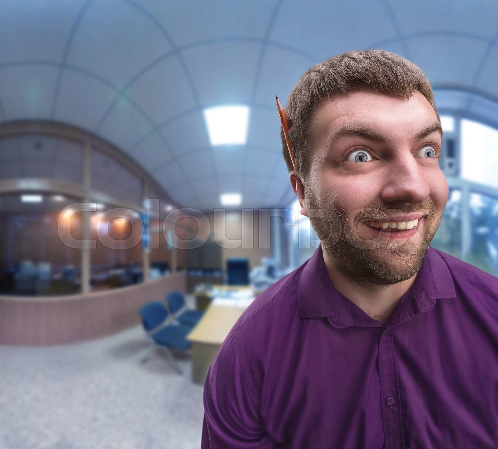 Strange funny man in the office | Stock image | Colourbox