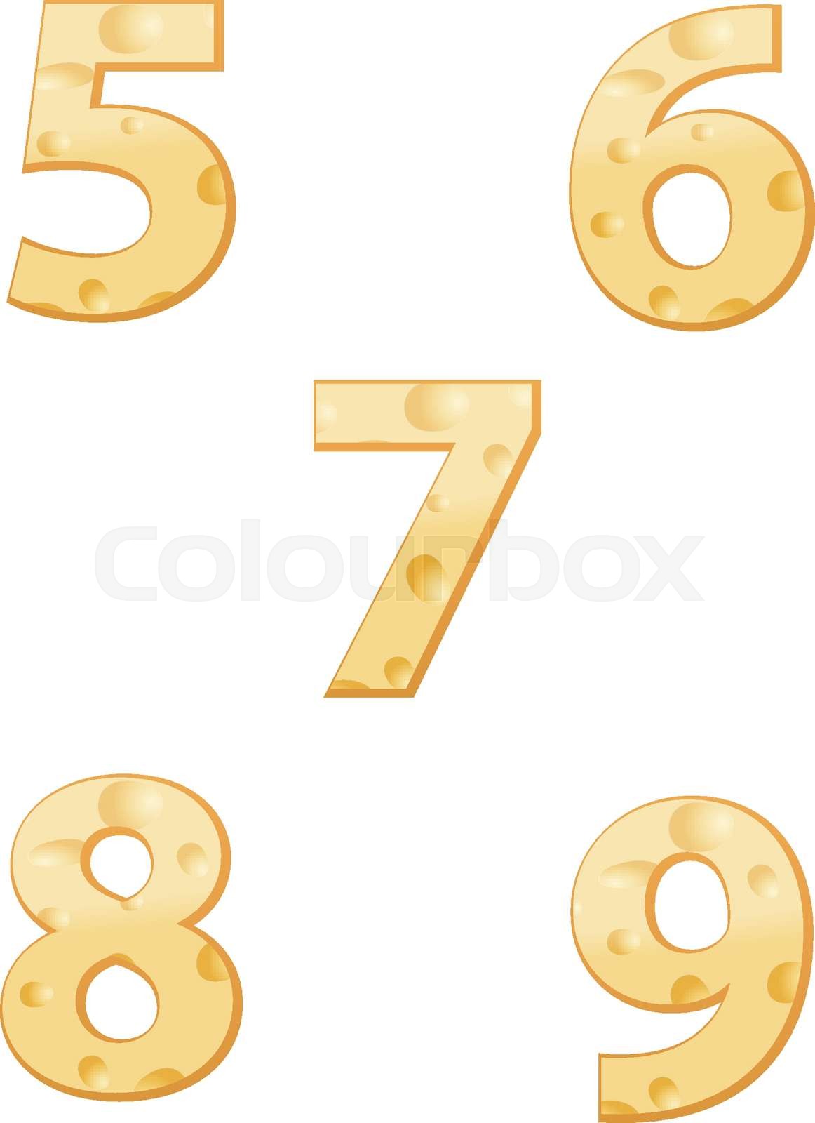 Cheese number 5 to 9 | Stock vector | Colourbox