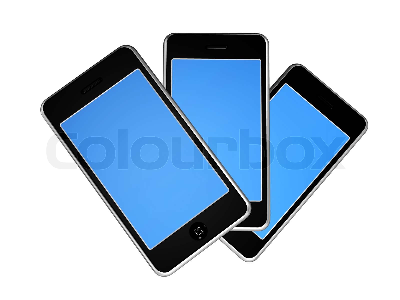 3d mobile phones isolated on white | Stock image | Colourbox