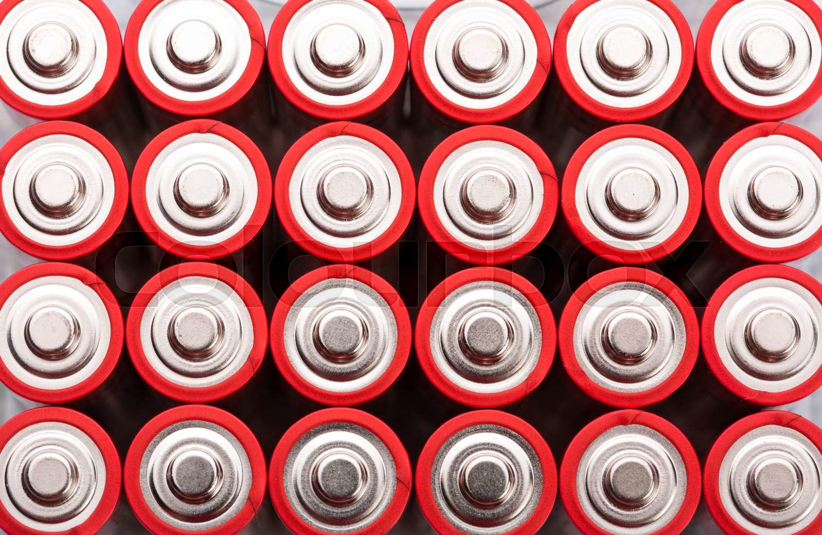 Red AA batteries | Stock image | Colourbox