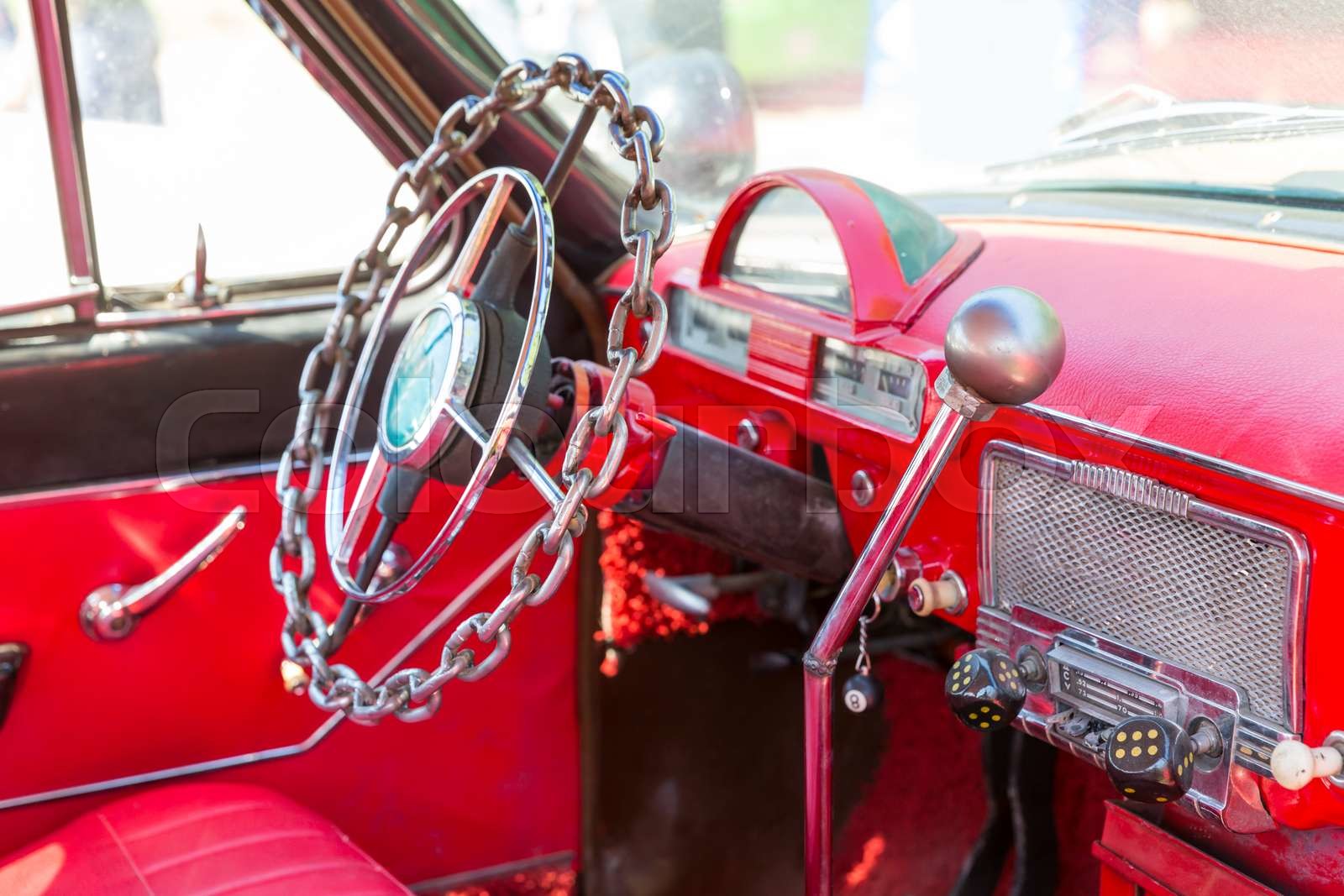 Rudder of vintage car | Stock image | Colourbox
