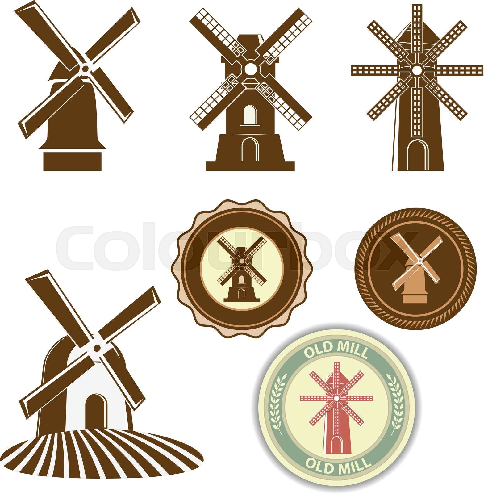 Set of vector mill | Stock vector | Colourbox