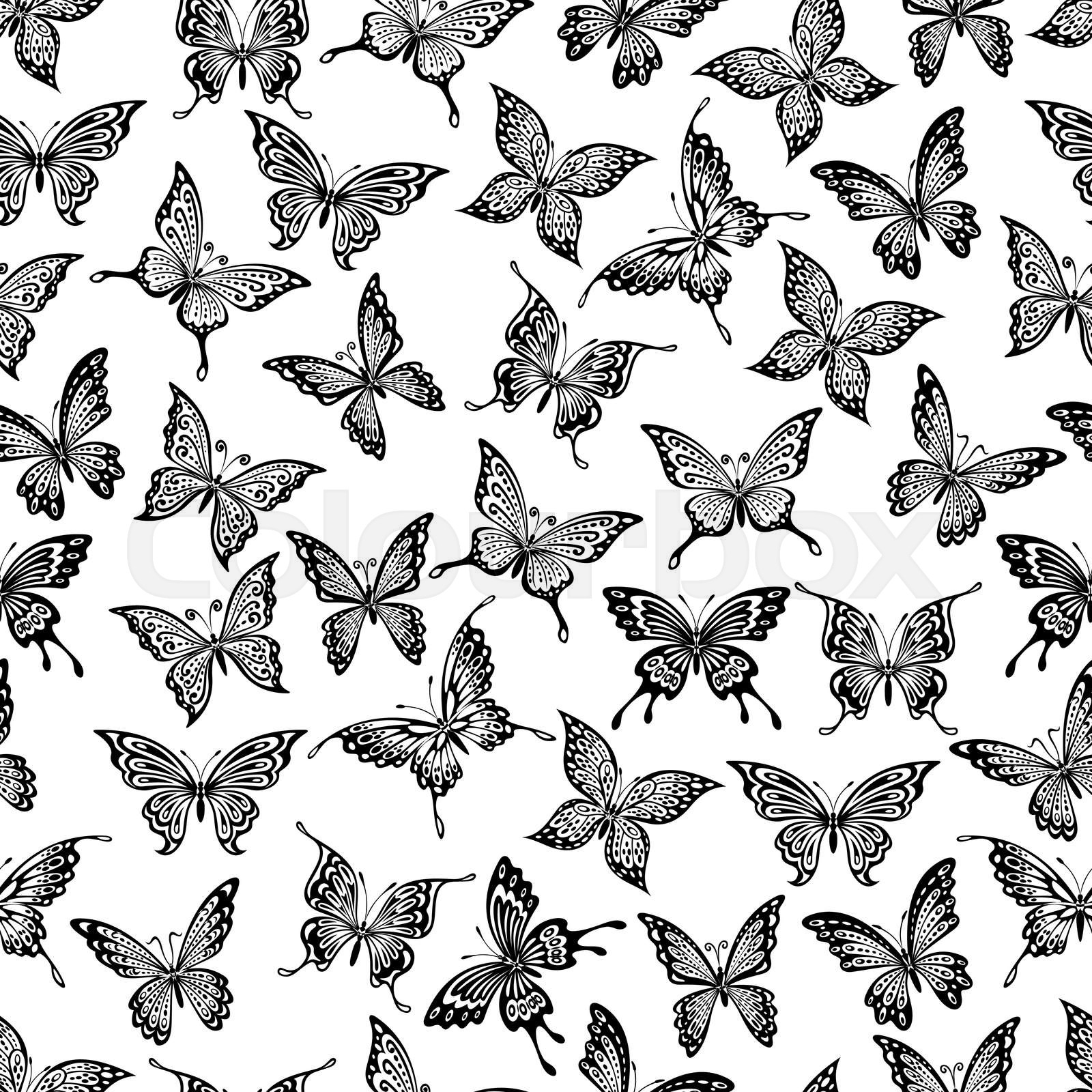 Seamless pattern with flying butterflies | Stock vector | Colourbox