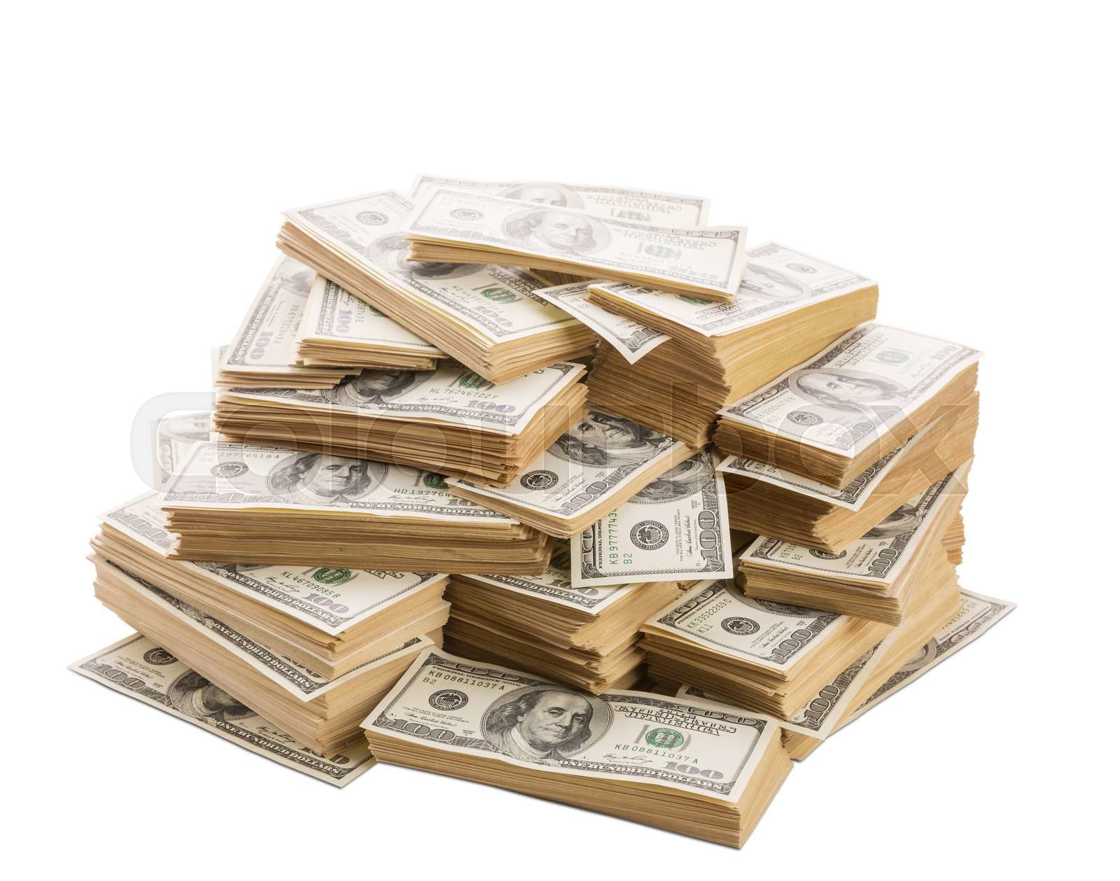 Stack of dollars banknotes isolated on white | Stock image | Colourbox