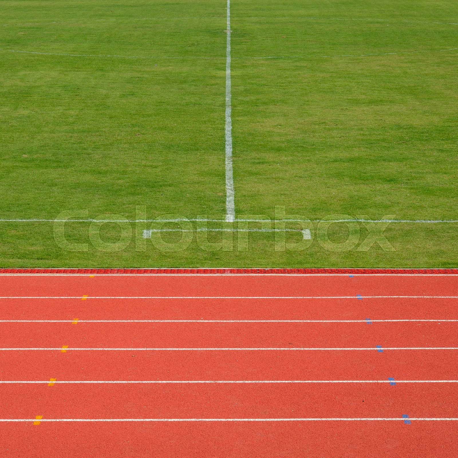running track and soccer field in sport arena | Stock image | Colourbox