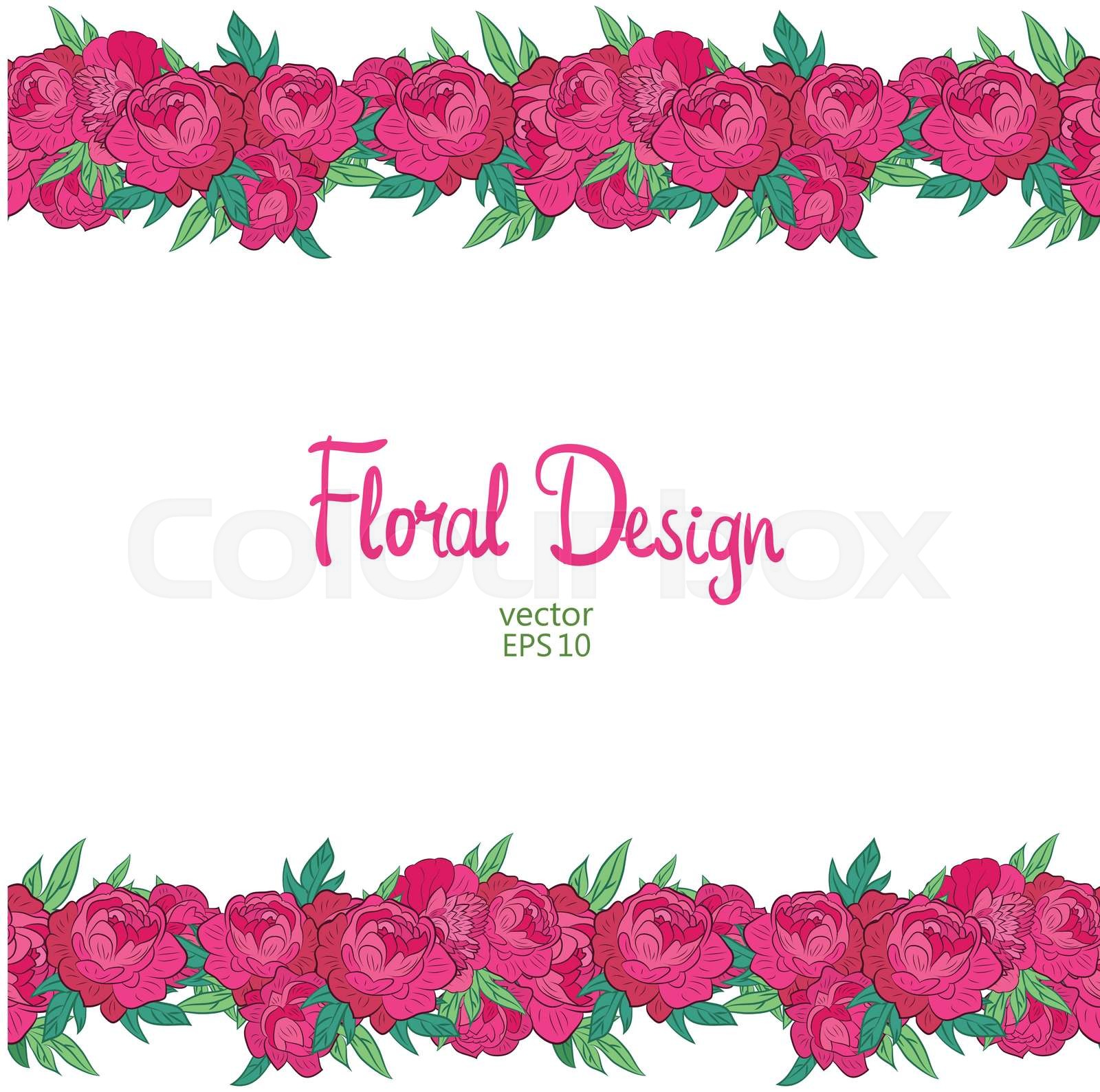 Vector border with peonies | Stock vector | Colourbox