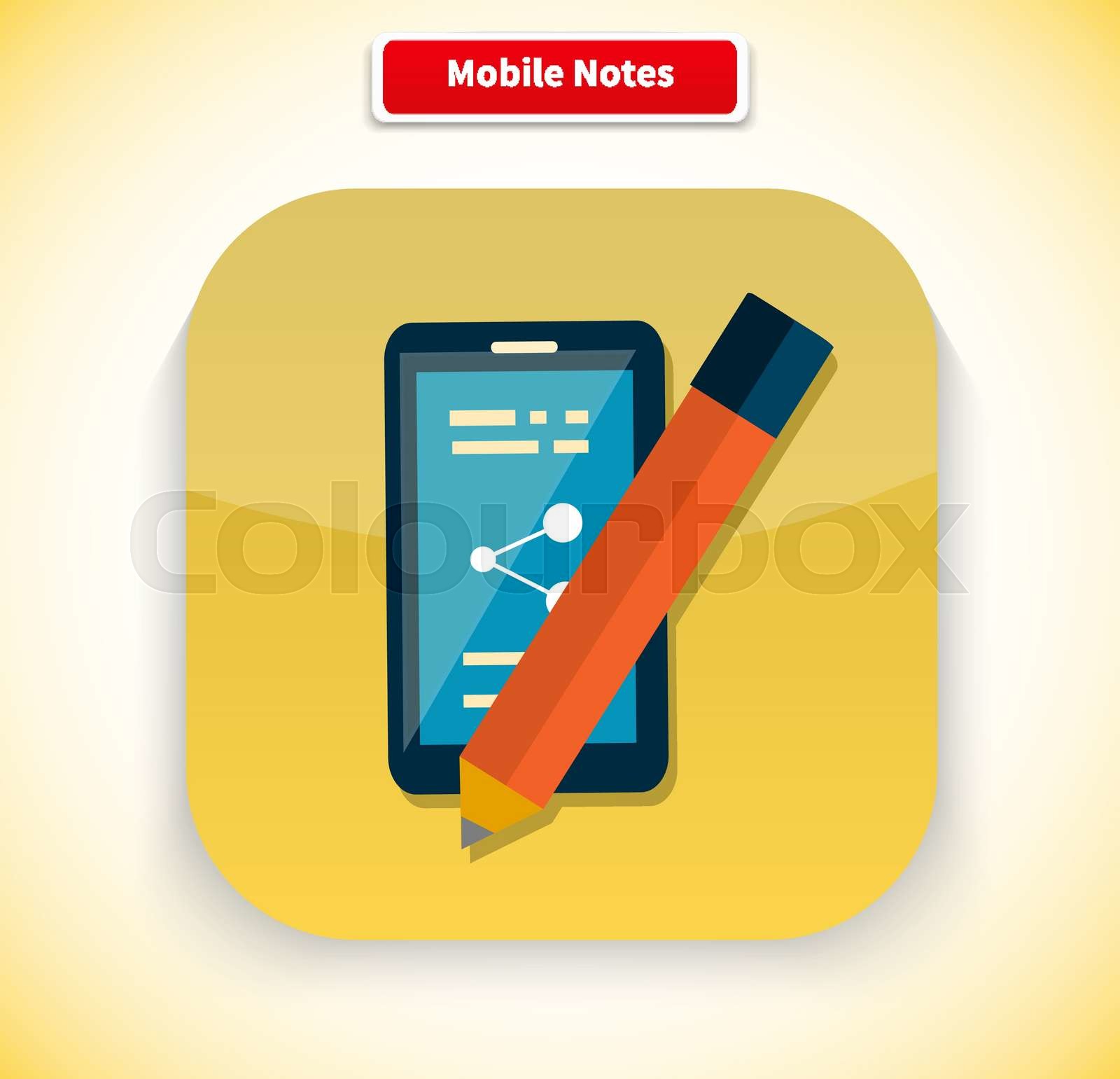 Mobile Notes App Icon Flat Style Design | Stock vector | Colourbox