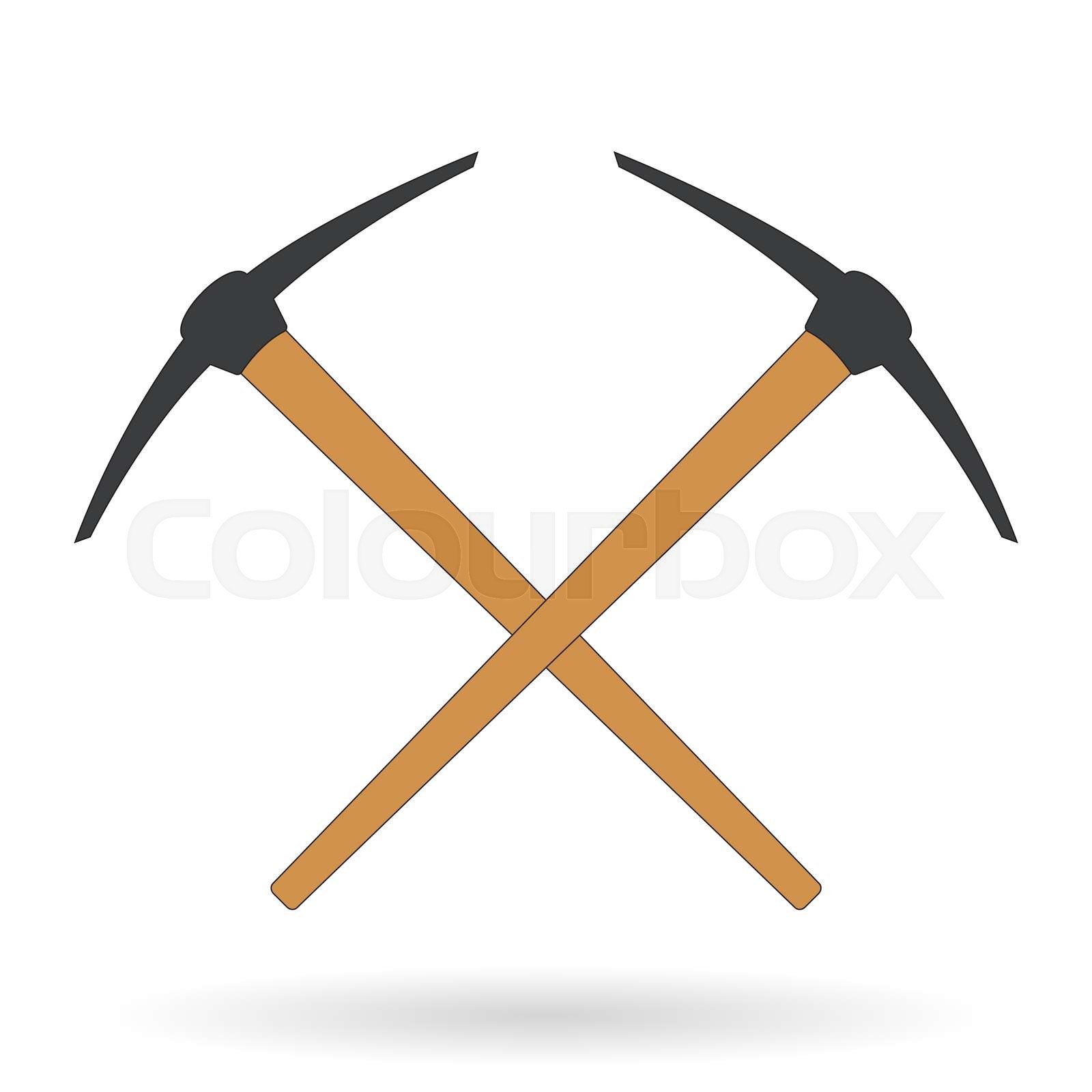Vector crossed mine picks over white | Stock vector | Colourbox