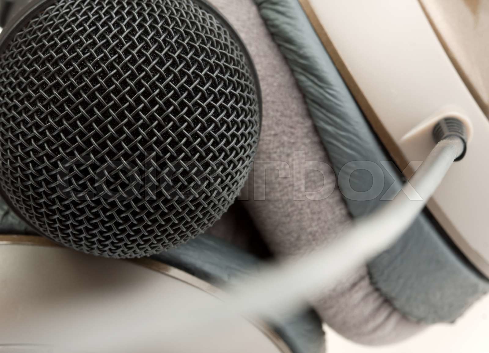Professional studio microphone and headphones | Stock image | Colourbox