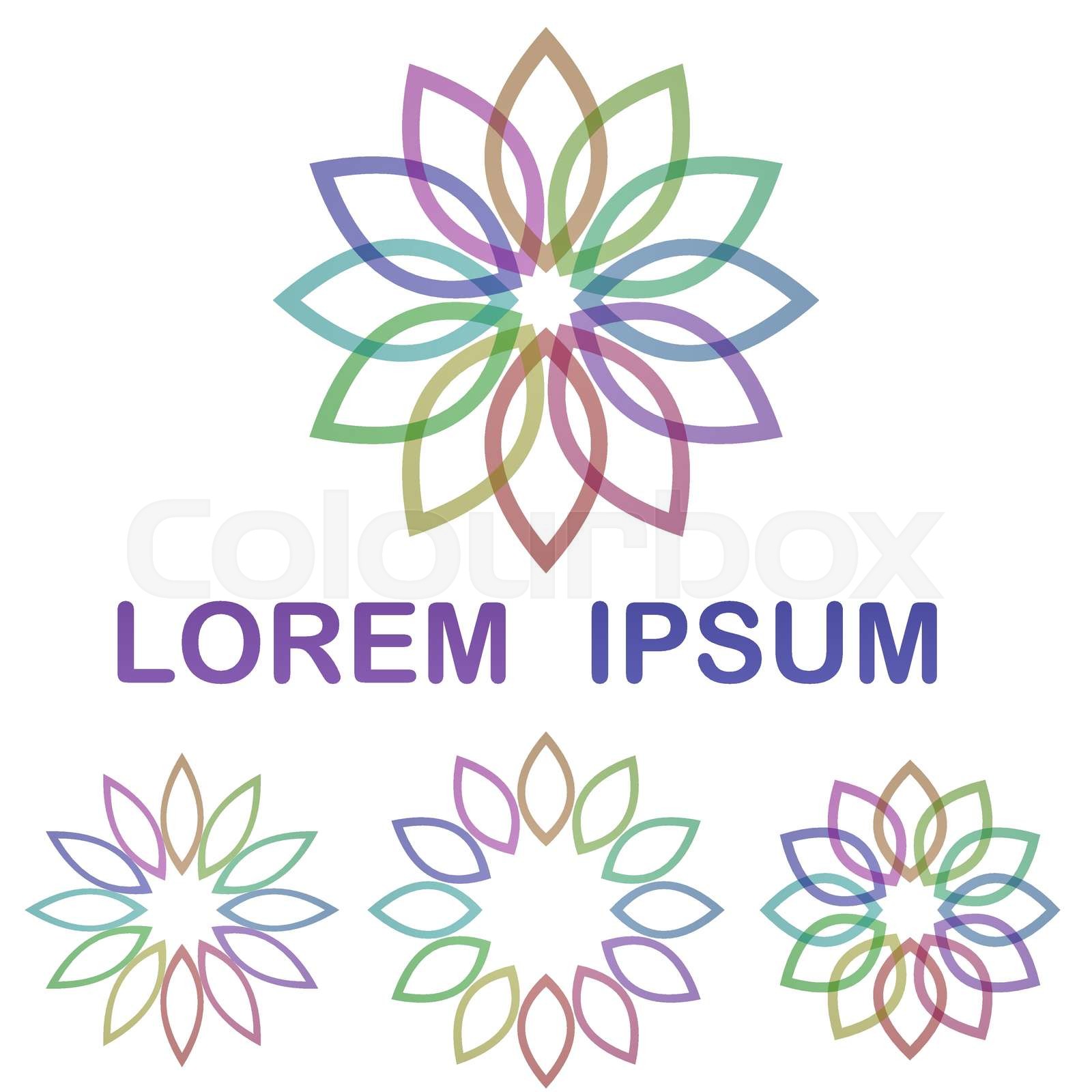 Multicolored flower symbol design set | Stock vector | Colourbox