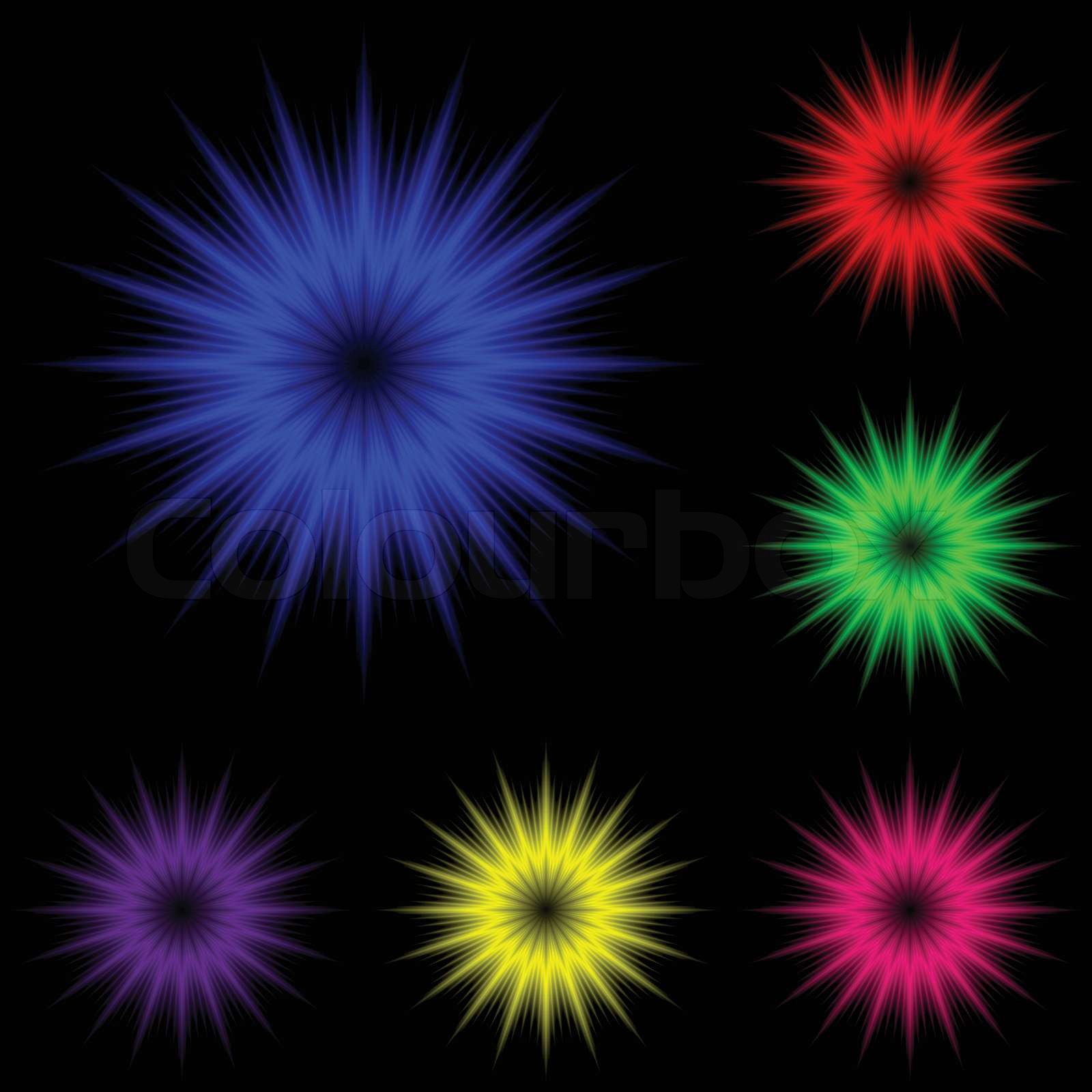 Set of 6 bright coloured flashes (Vector) | Stock vector | Colourbox