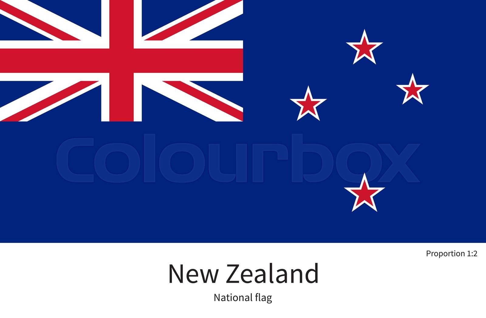 National flag of New Zealand with correct proportions, element, colors ...