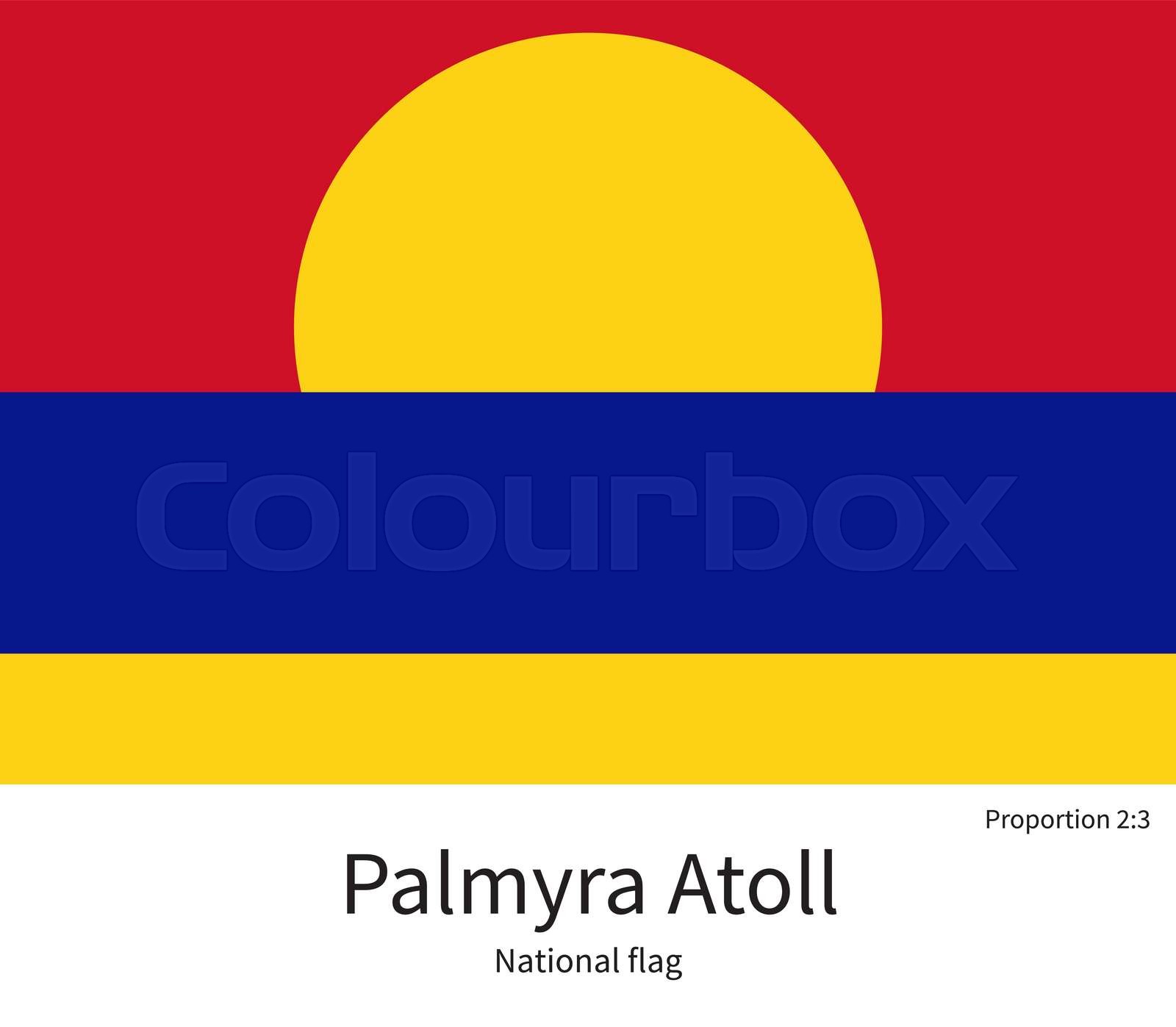 National flag of Palmyra Atoll with correct proportions, element ...