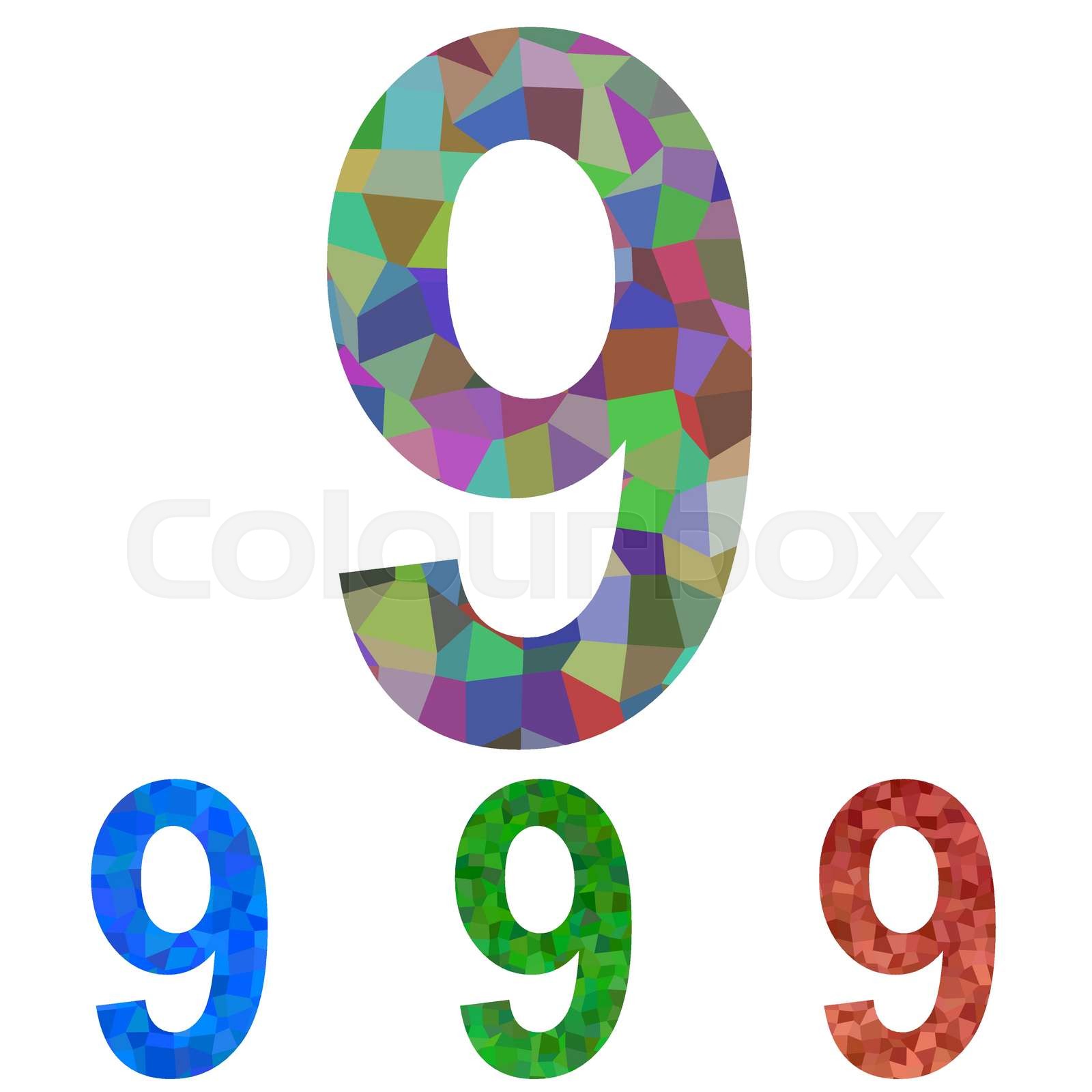 Mosaic font design set - number 9 | Stock vector | Colourbox Mosaic font design set - number 9 | Stock vector | Colourbox