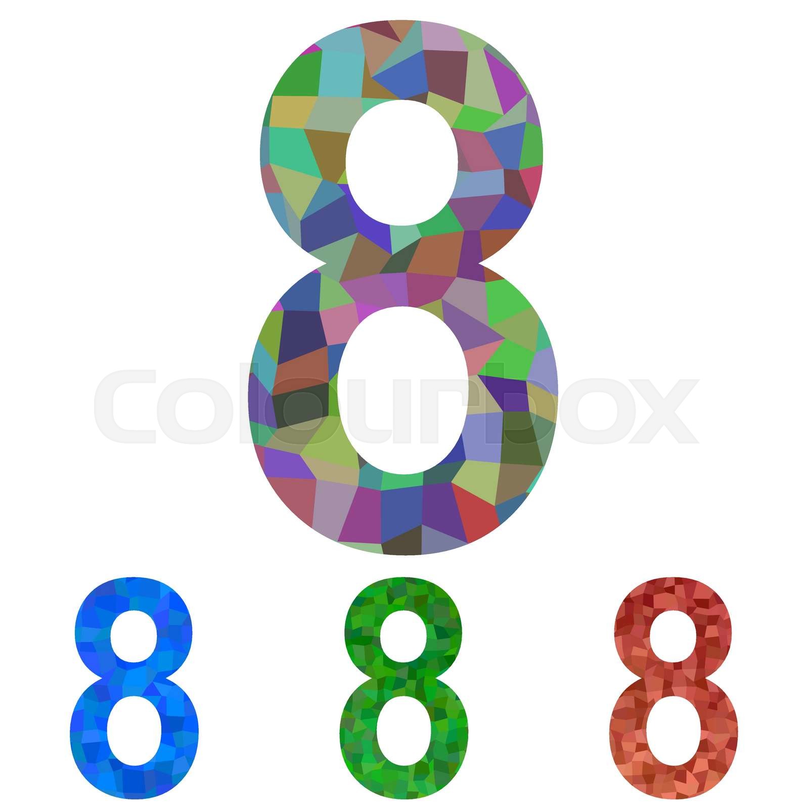 Mosaic font design set - number 8 | Stock vector | Colourbox