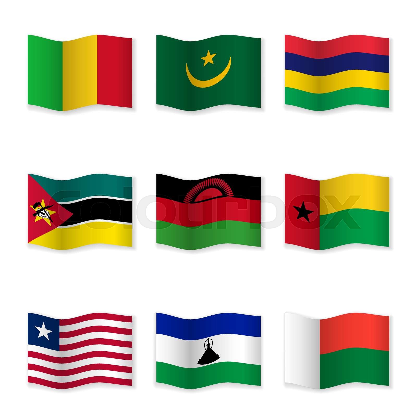 Waving flags of different countries | Stock vector | Colourbox