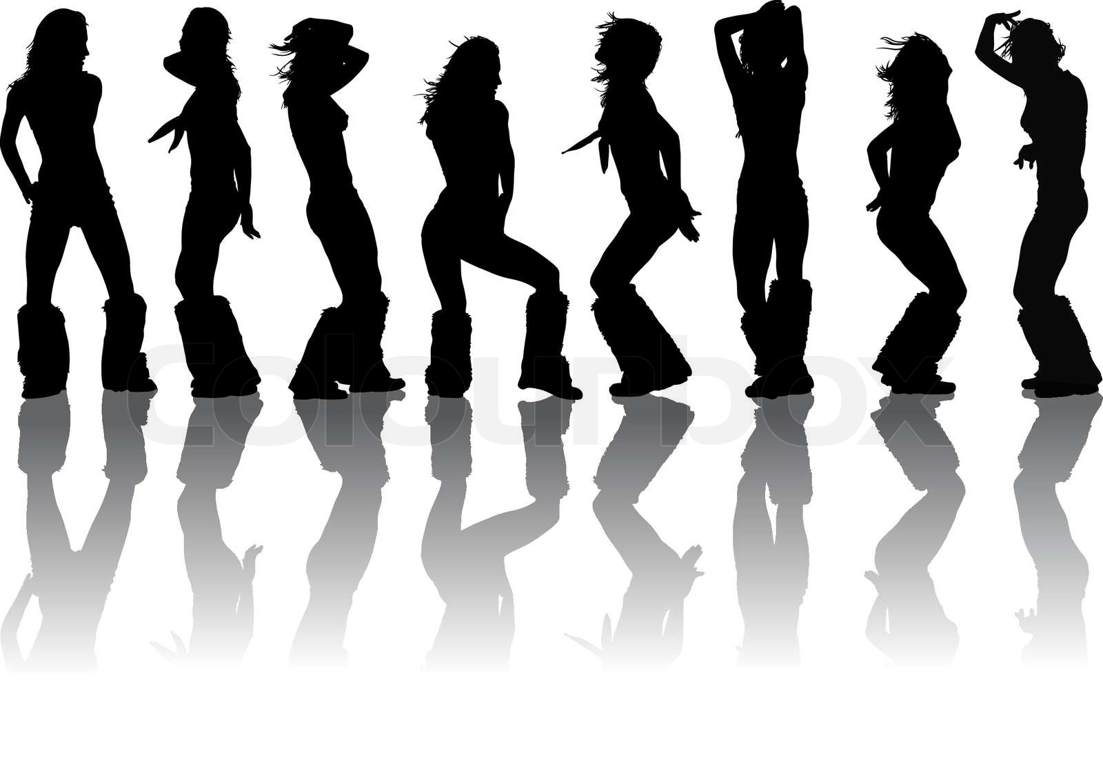 Figures of dancing girls with shadows | Stock vector | Colourbox