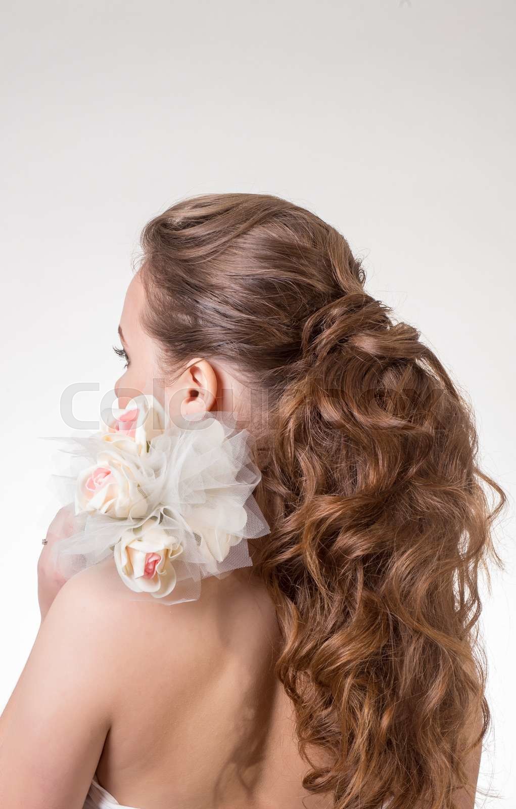 Beautiful long wavy hair. Back view | Stock image | Colourbox