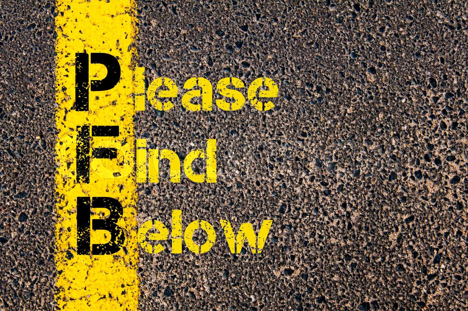 Accounting Business Acronym PFB Please Find Below | Stock image | Colourbox