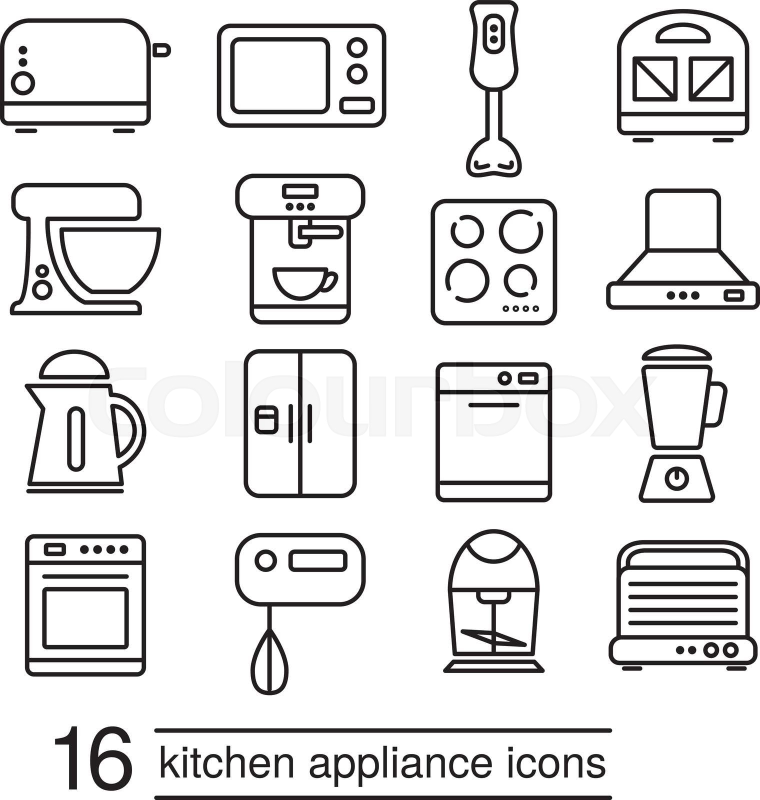 vector kitchen appliance icons | Stock vector | Colourbox