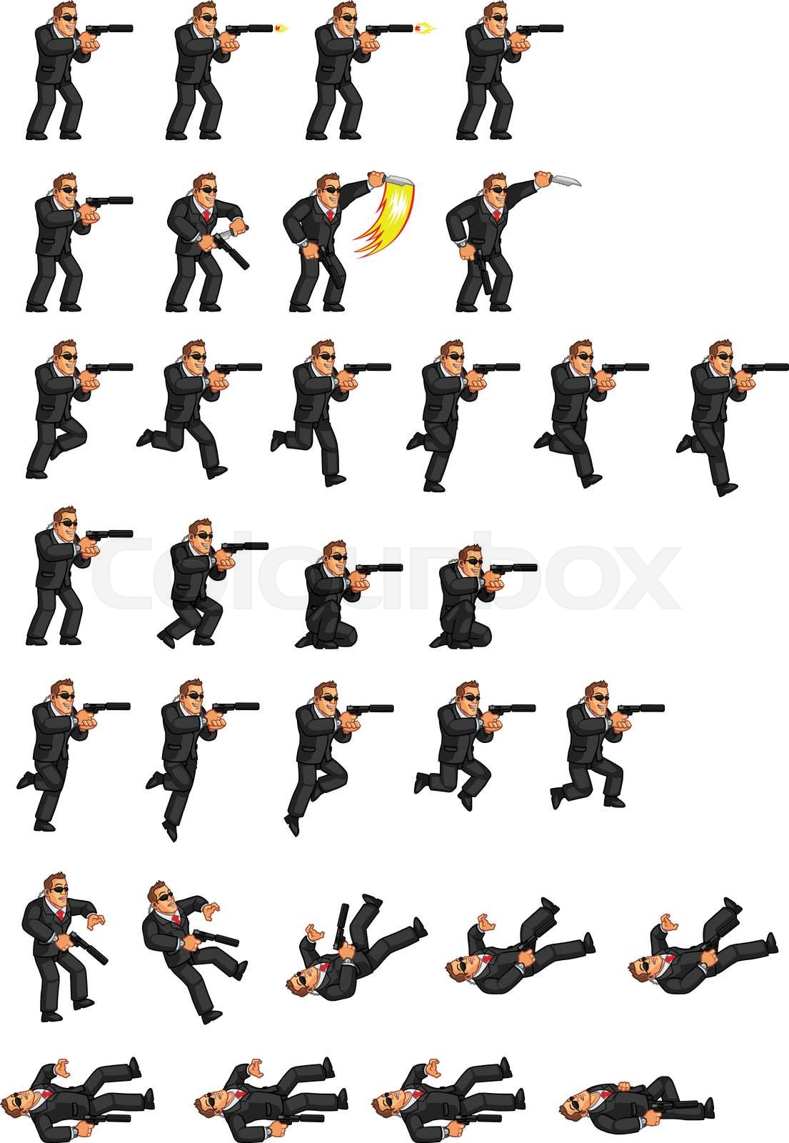 Secret Agent Animation Sprite | Stock vector | Colourbox