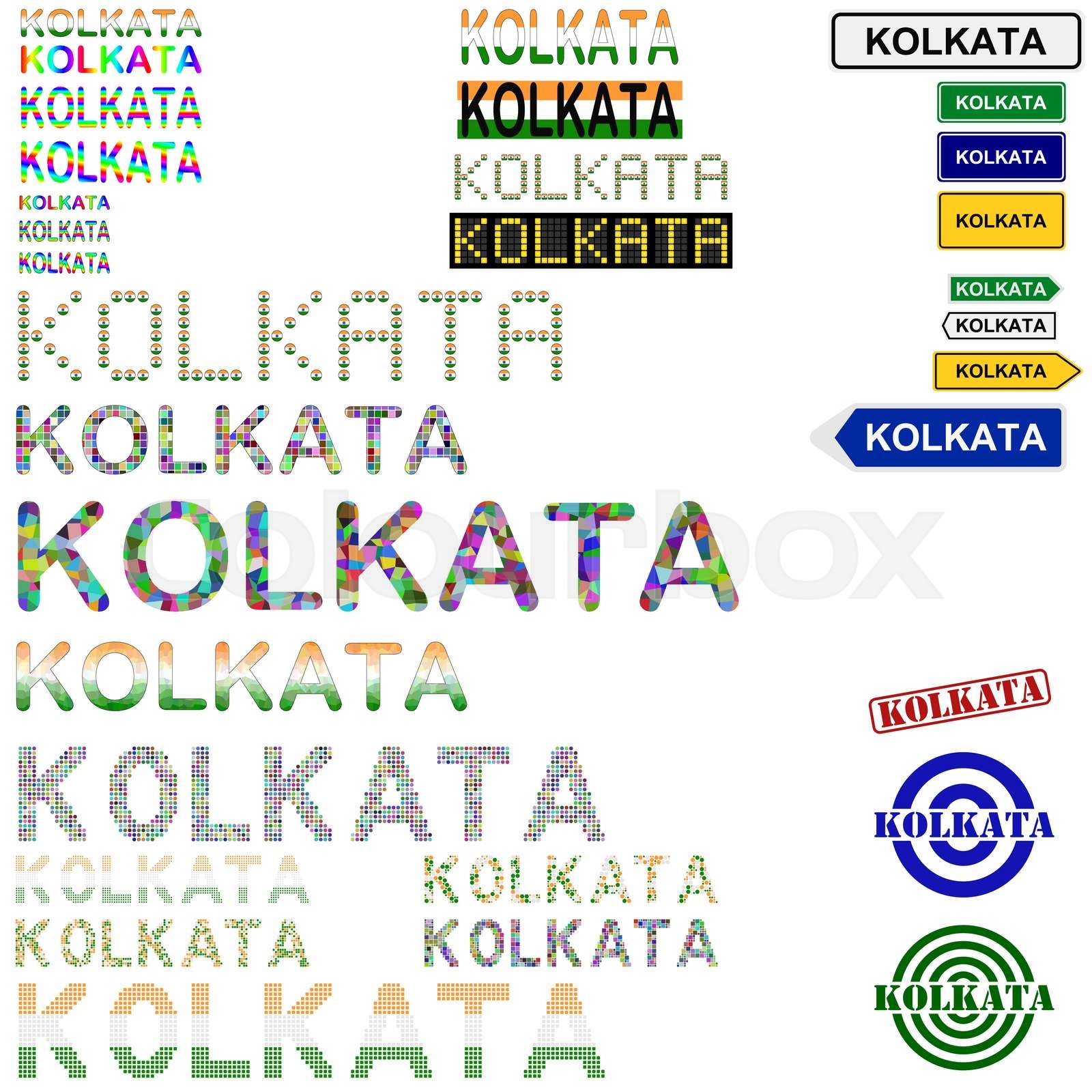 Kolkata (Calcutta) text design set | Stock vector | Colourbox