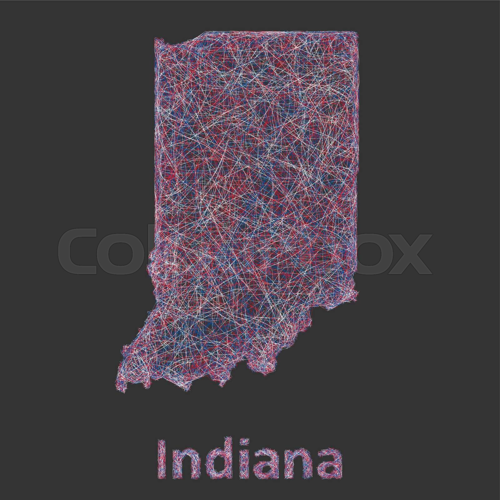 Indiana line art map | Stock vector | Colourbox