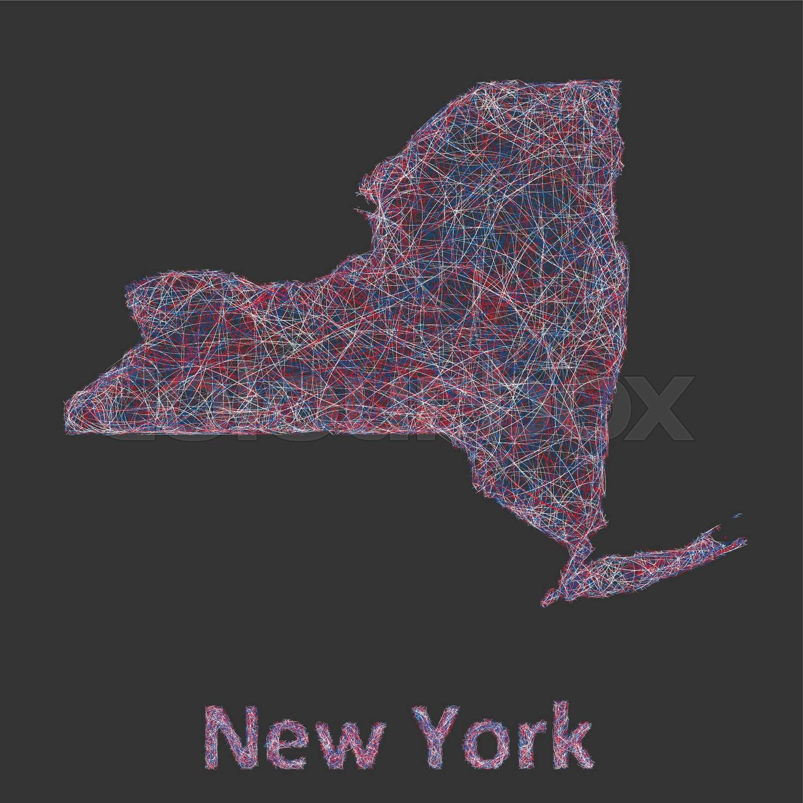 New York state line art map | Stock vector | Colourbox