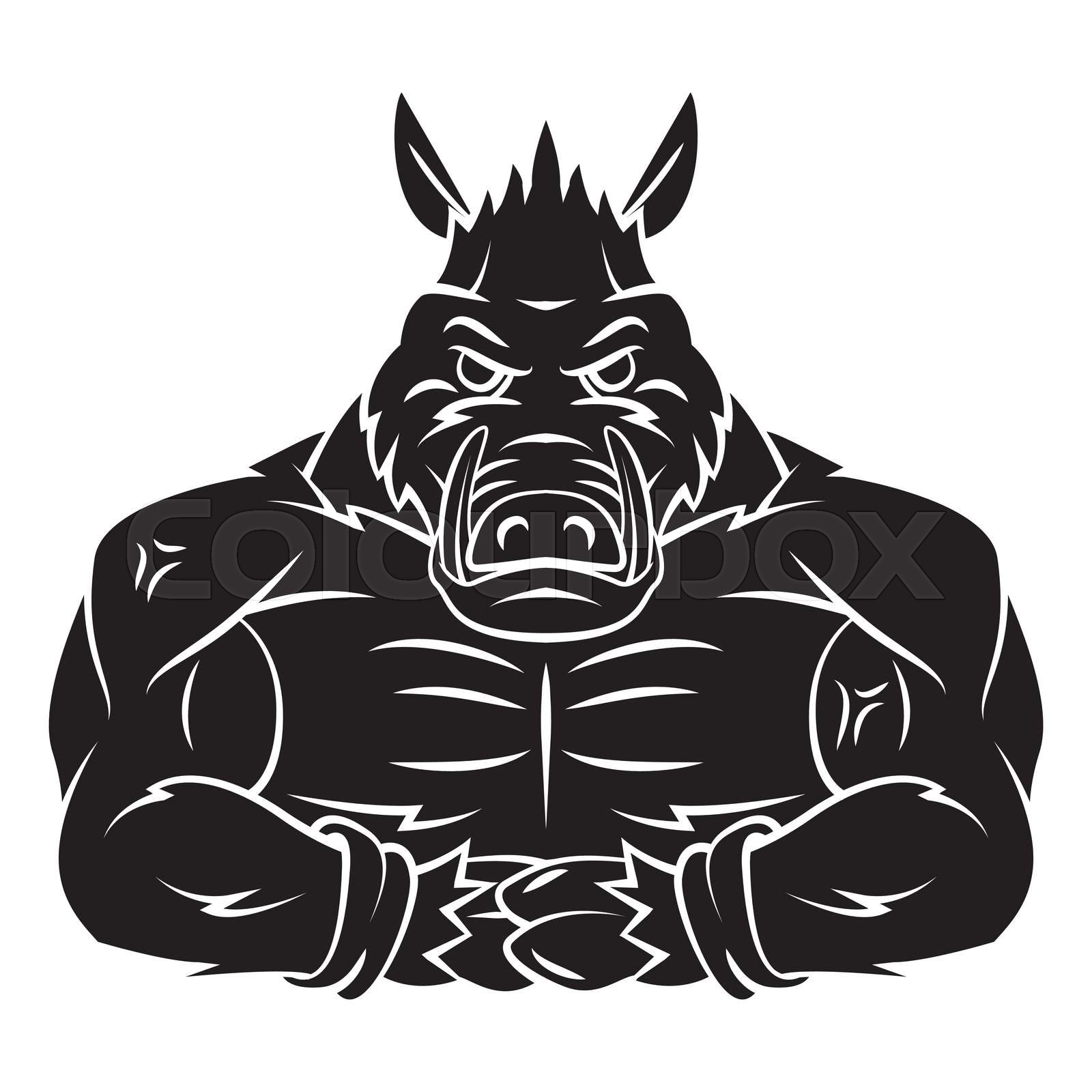 Wild Boar Strong Mascot Tattoo | Stock vector | Colourbox