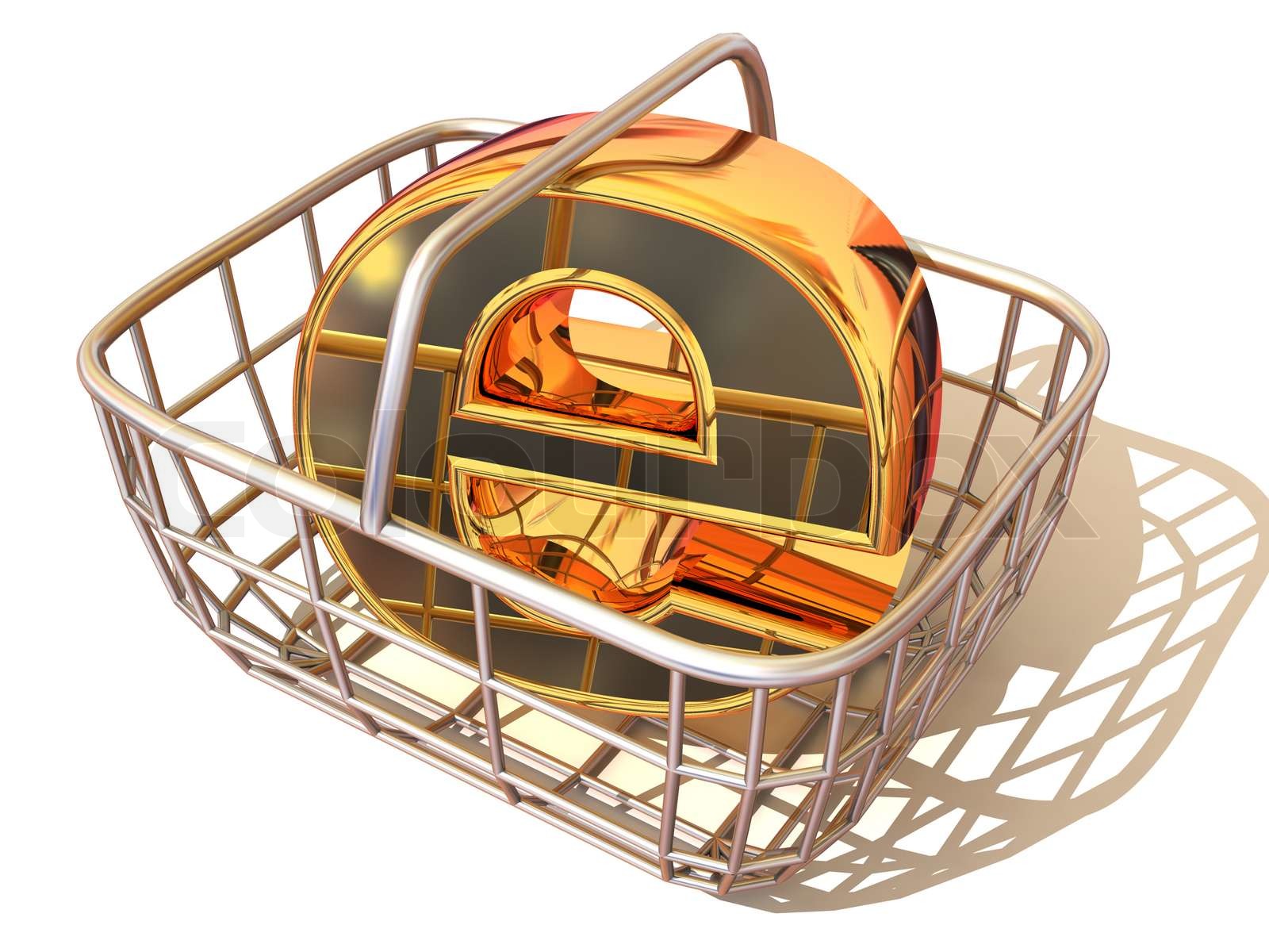 Consumer basket with sign for internet. 3d | Stock image | Colourbox