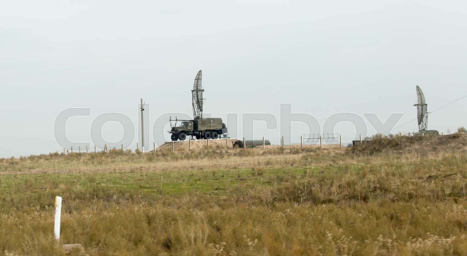 military radars in the desert | Stock image | Colourbox