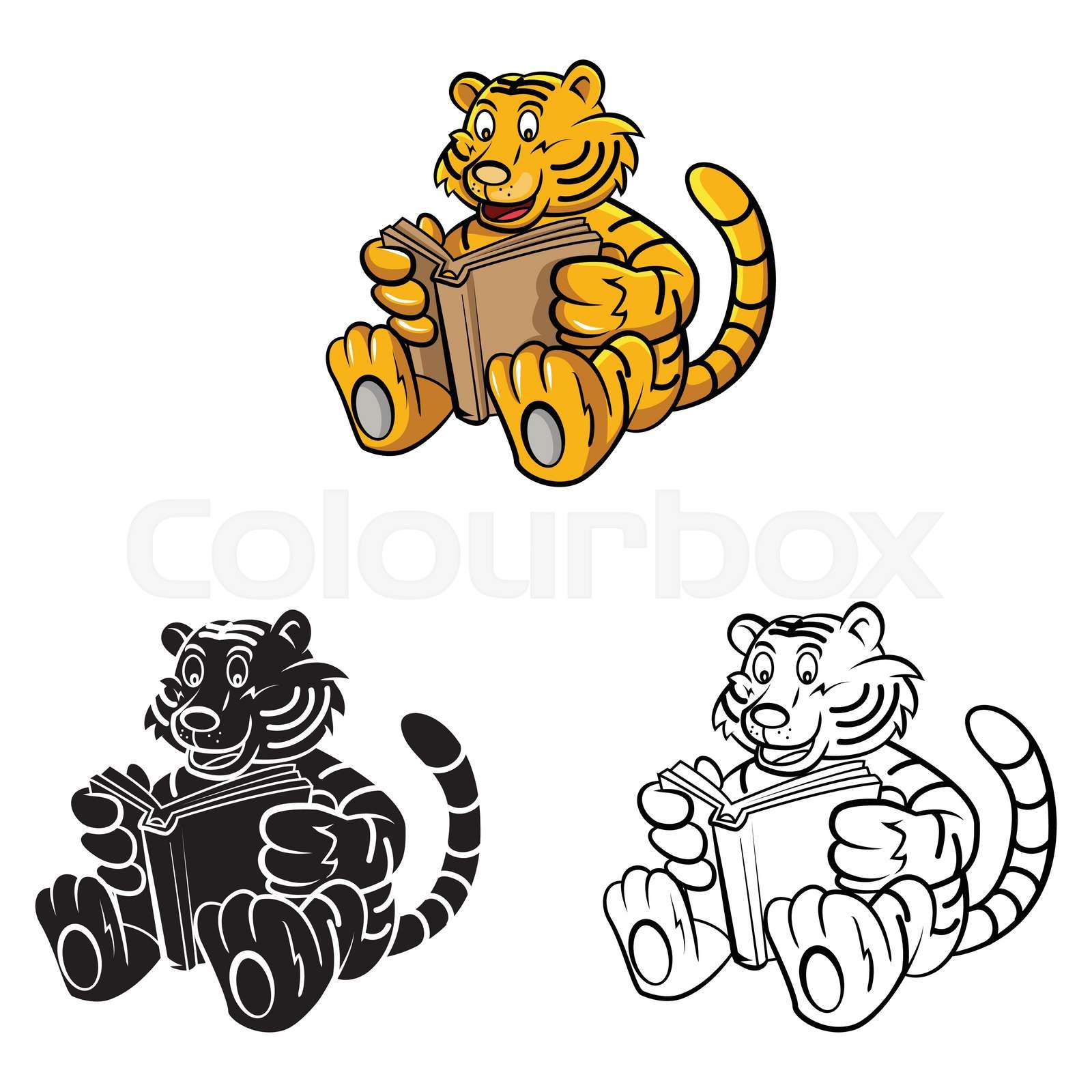 Baby Tiger Learning with Book | Stock vector | Colourbox