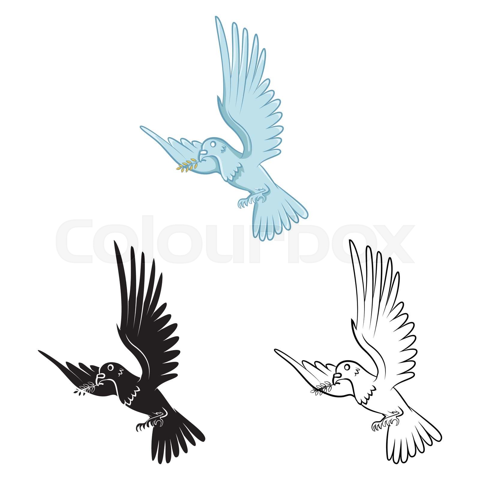 Coloring book Dove cartoon character | Stock vector | Colourbox