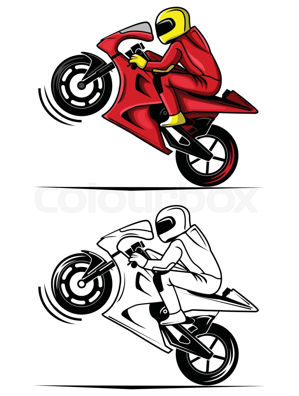Coloring book moto race cartoon character | Stock vector | Colourbox