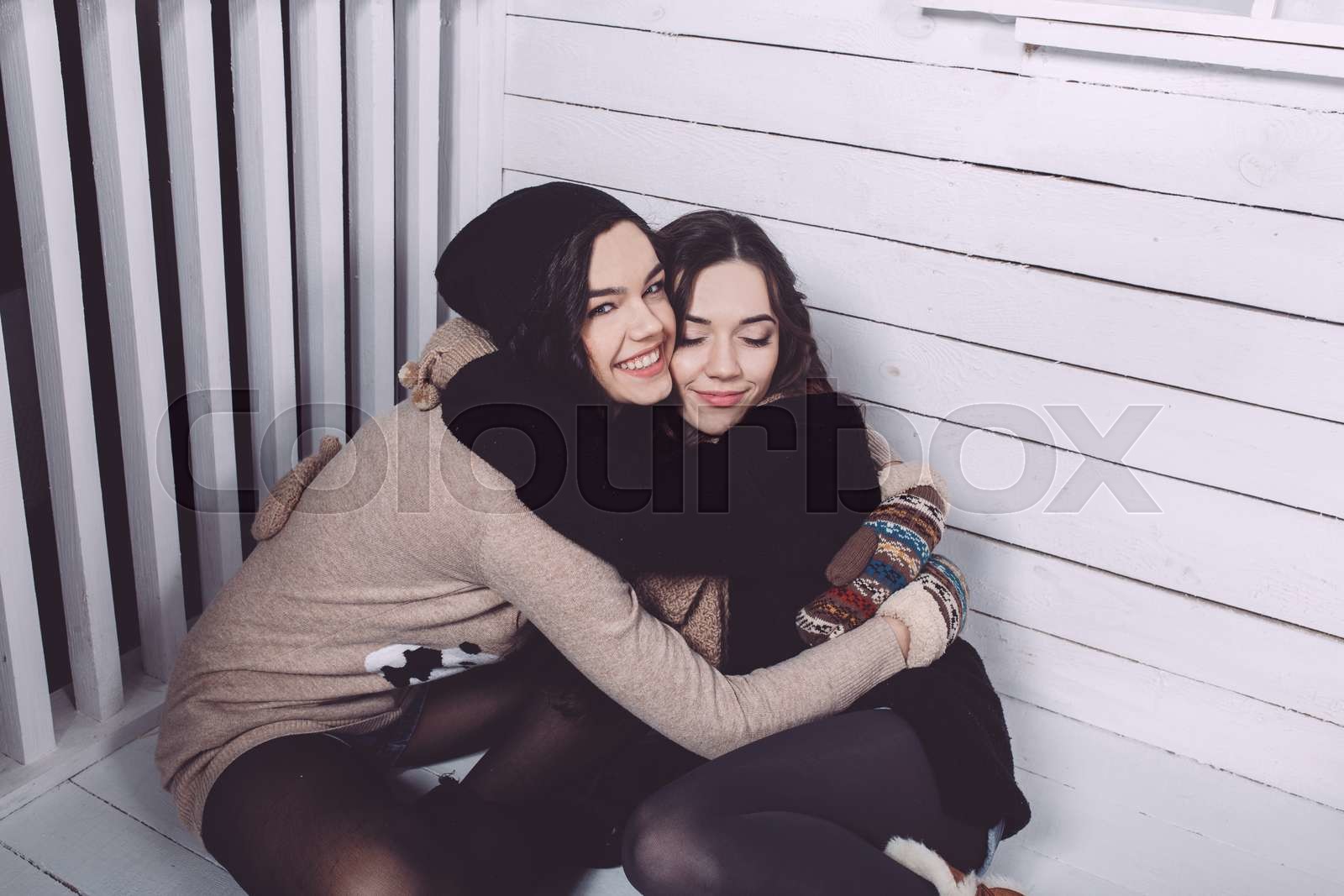 Cute Girl Embraced Stock Image Colourbox