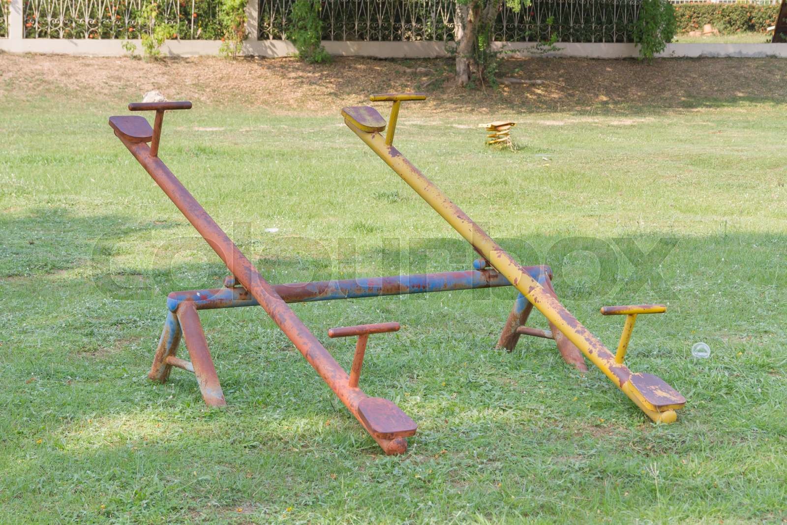 Old see-saw in the old playground | Stock image | Colourbox