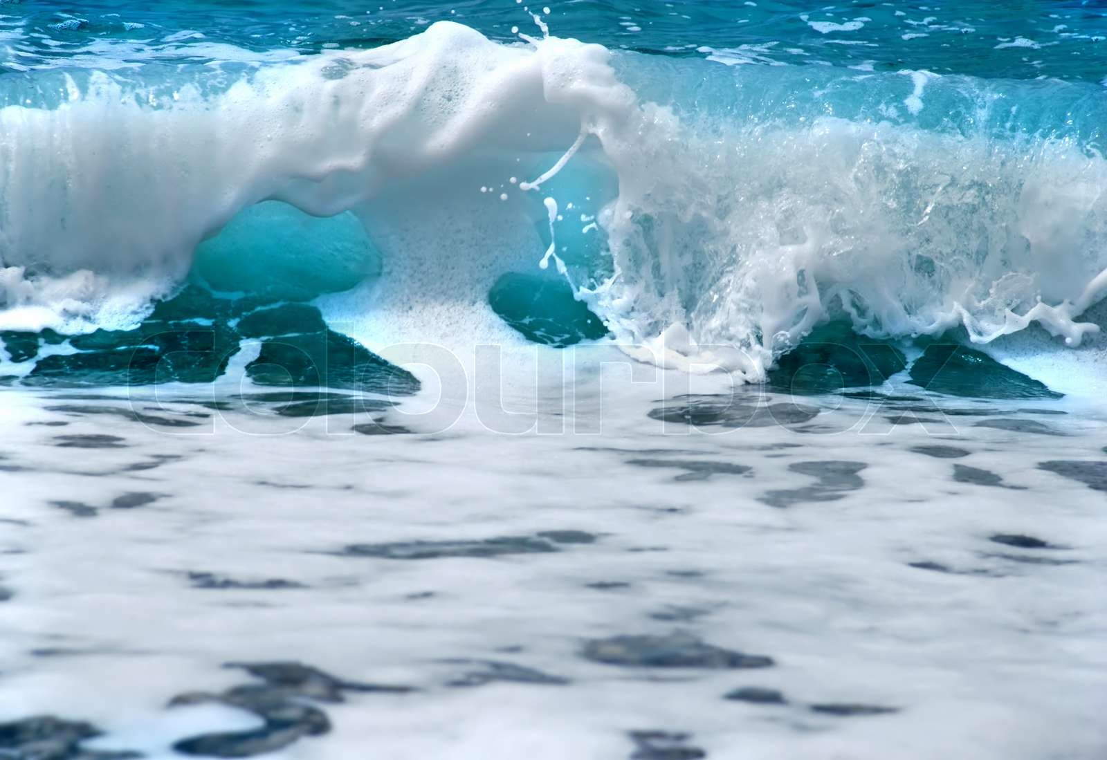 blue wave formation with foam in adriatic sea | Stock image | Colourbox