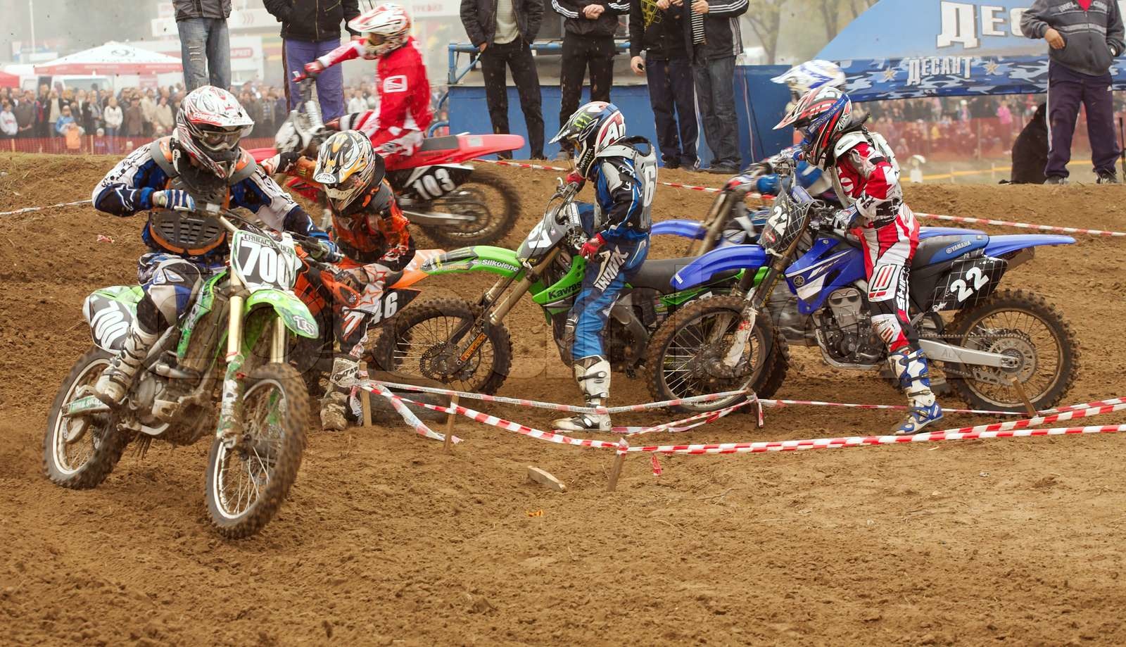 Competition on motorcycle sports among the youngest racers. | Stock ...