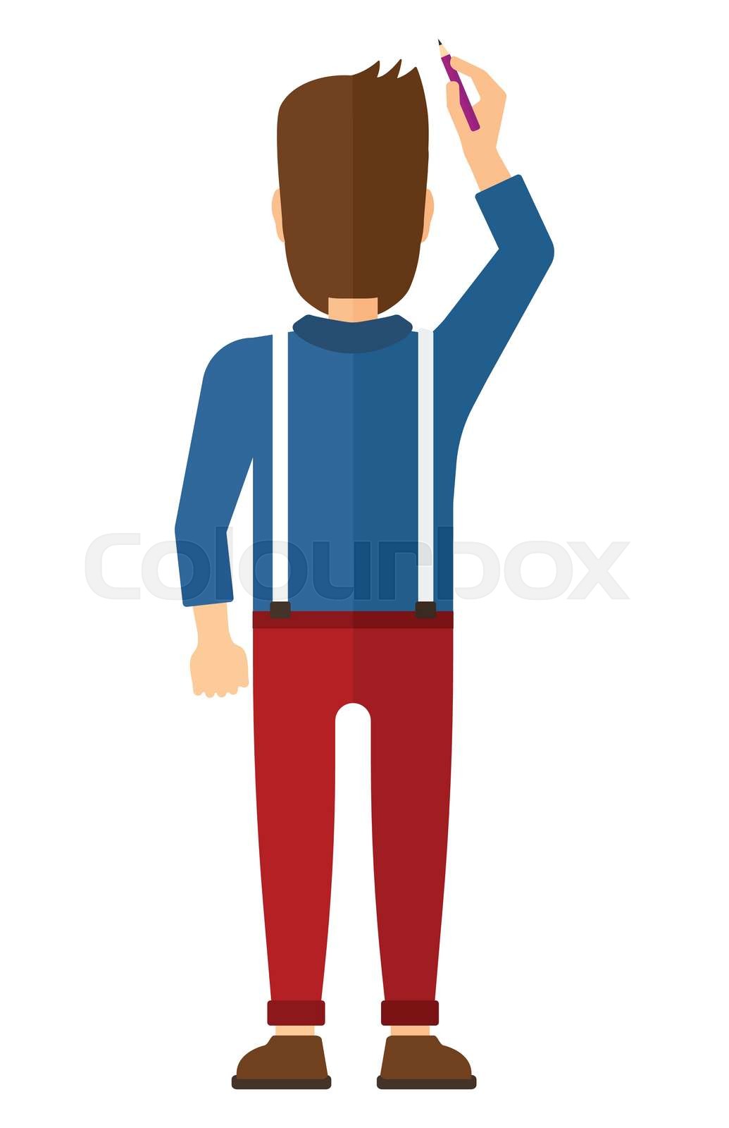 Man writing on white wall. | Stock vector | Colourbox