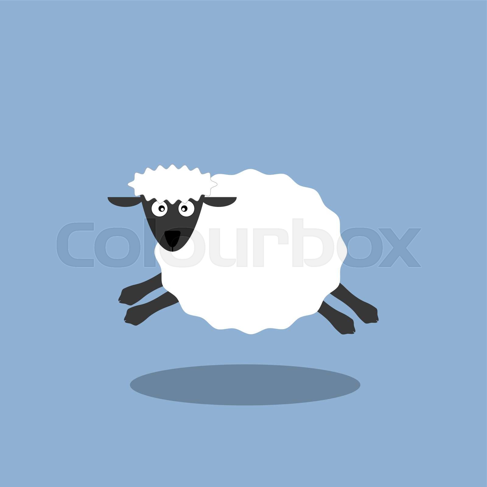 Running White sheep cartoon vector illustration | Stock vector | Colourbox