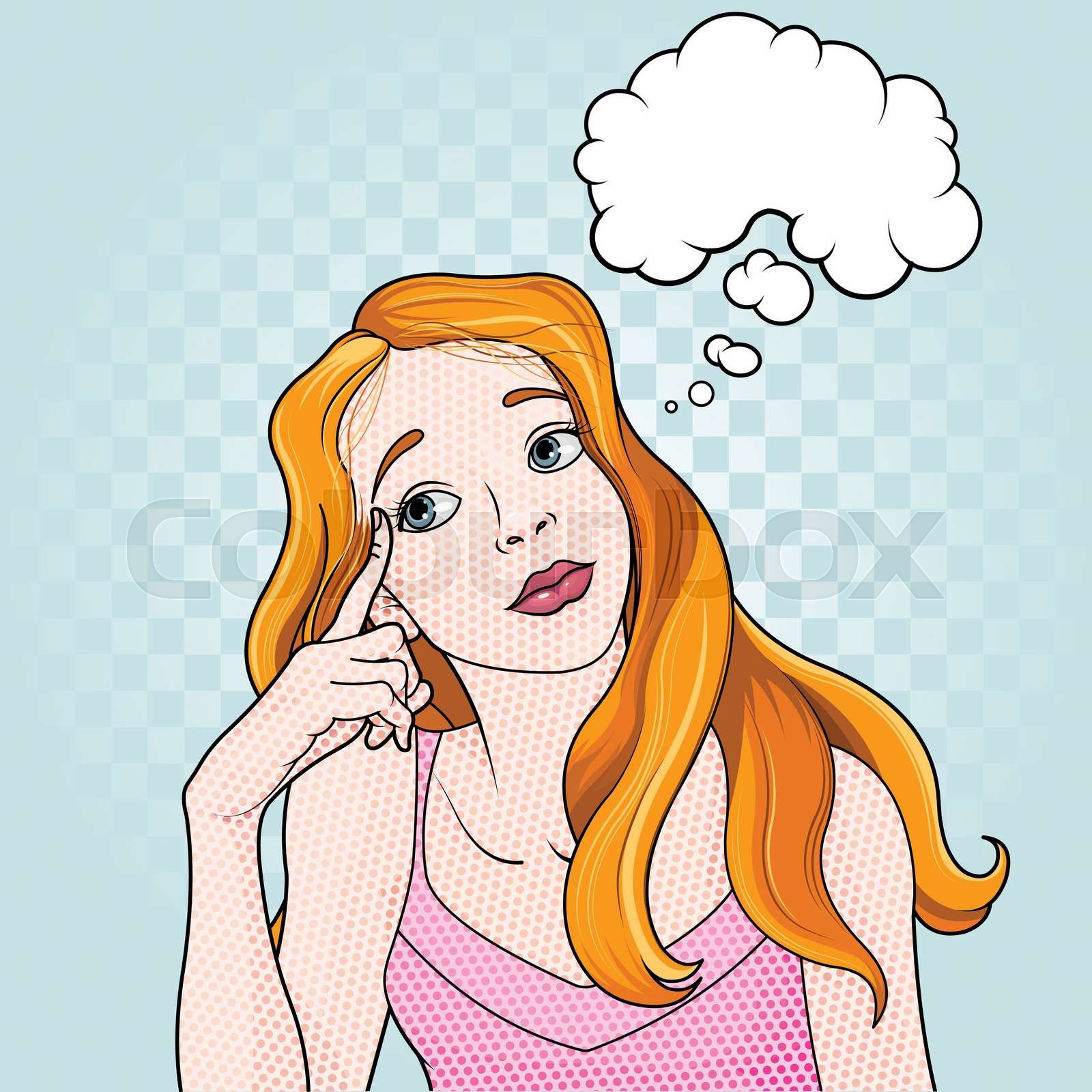 Comic Girl Thinking | Stock vector | Colourbox