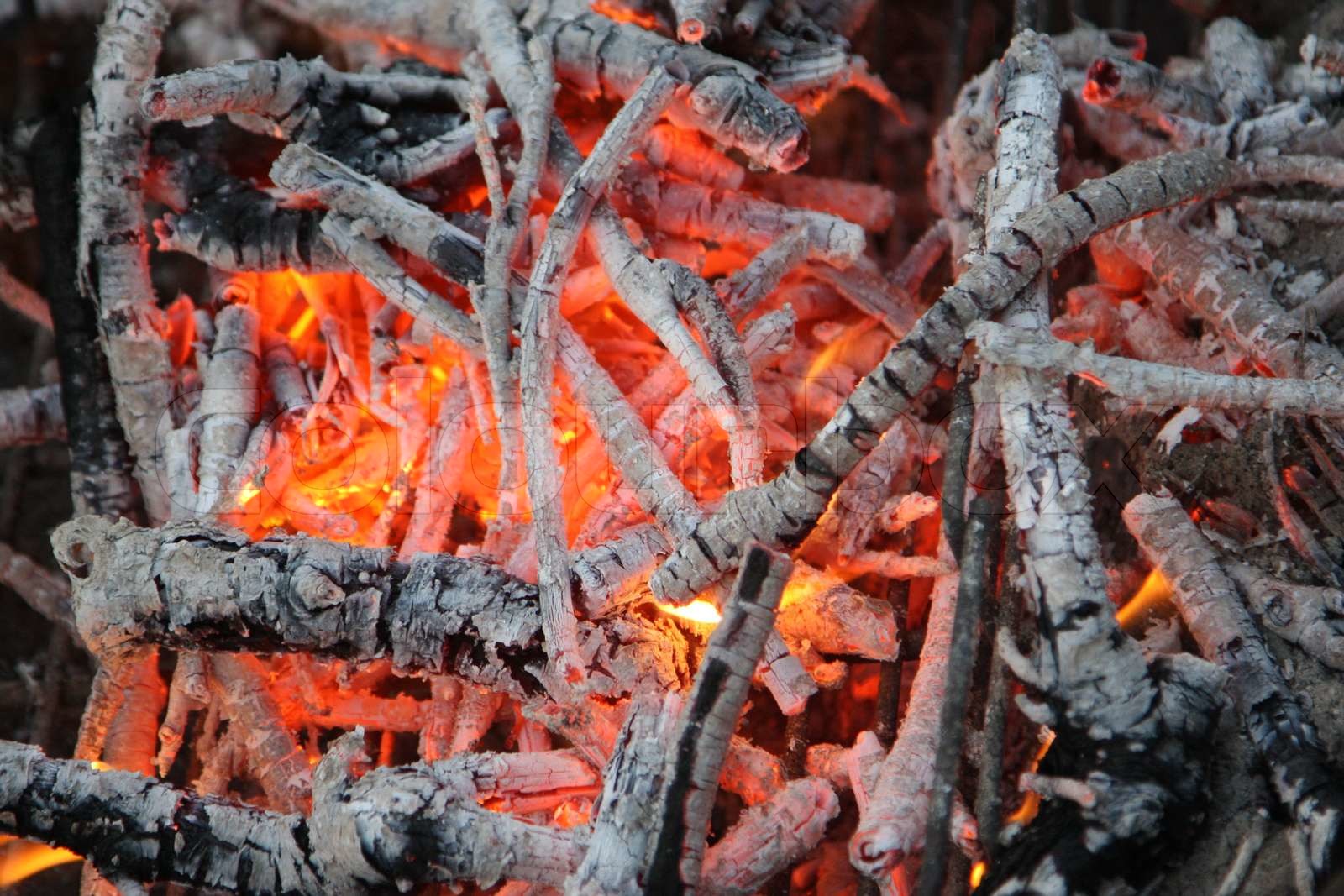 incandescent burning fire outdoor and ash | Stock image | Colourbox