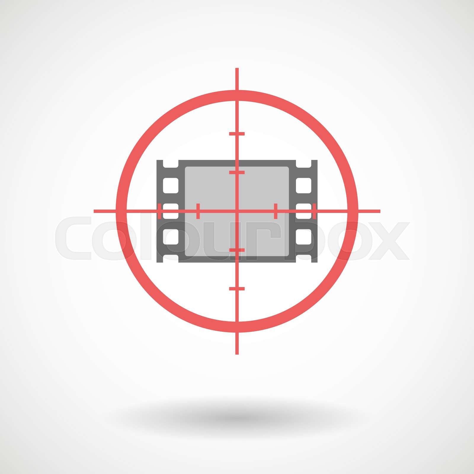 Red crosshair icon targeting a film photogram | Stock vector | Colourbox
